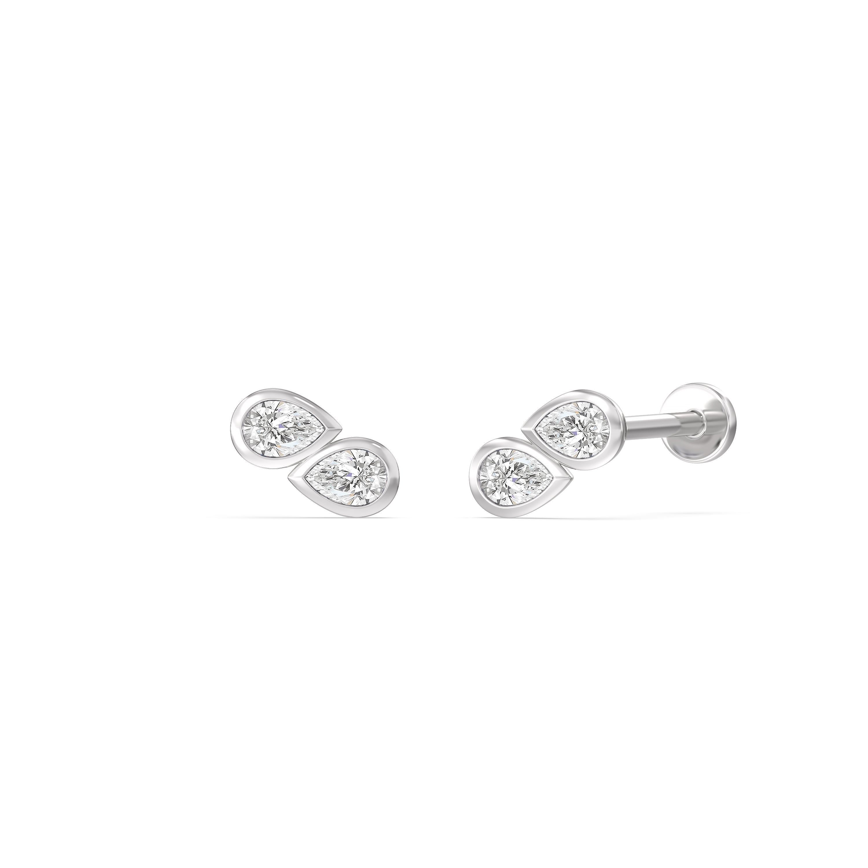 Pear Duet Flatback Studs – With Clarity