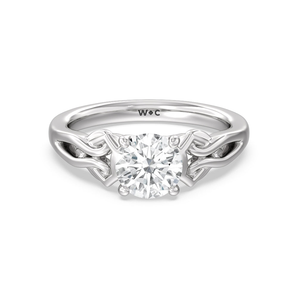 Vintage Celtic Interlaced Solitaire 2 CTTW Round Cut Lab Grown Diamond Engagement Ring in 14KT ...