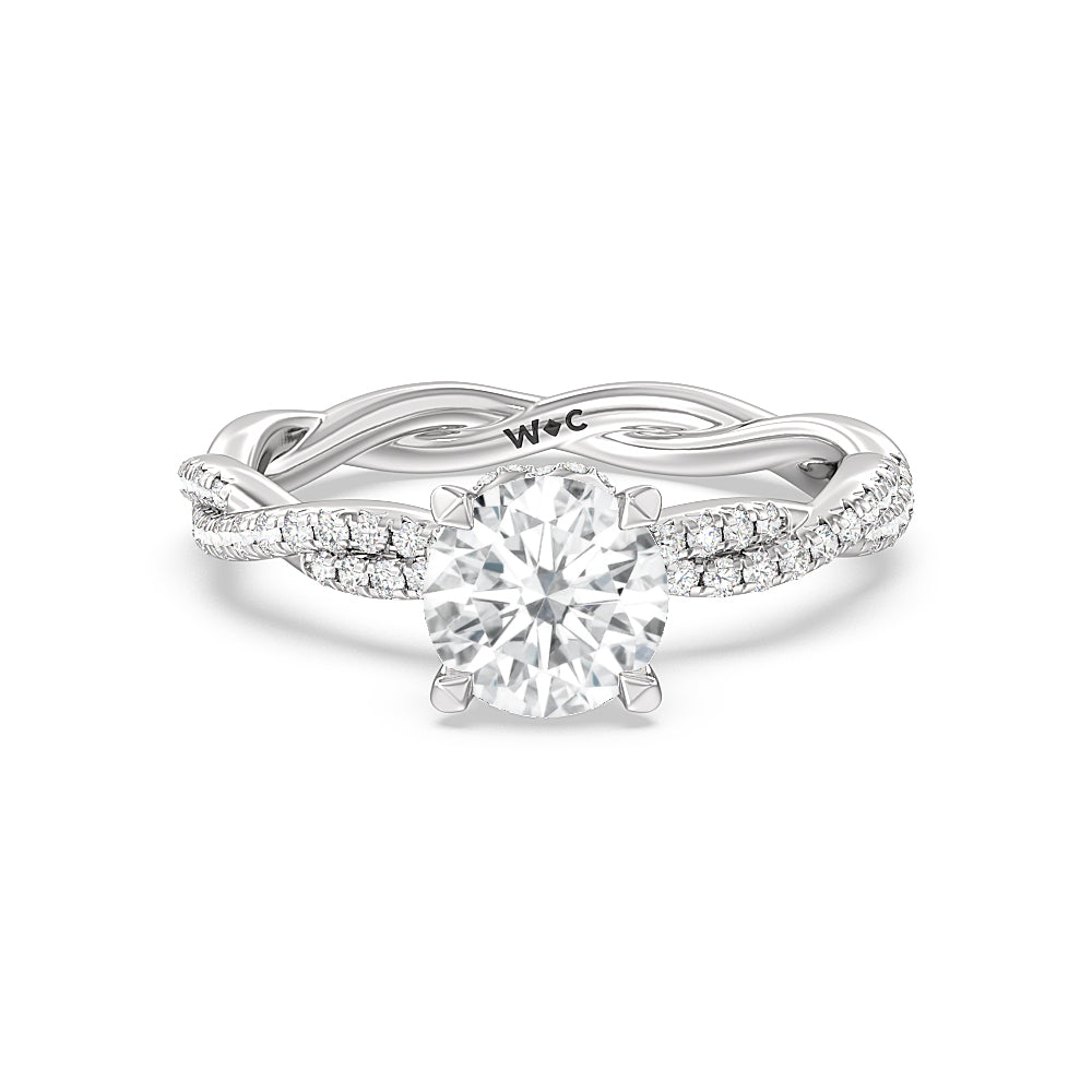Twisted Vine 2 1/4 CTTW Round Cut Lab Grown Diamond Hidden Halo Engagement Ring in 14KT White ...