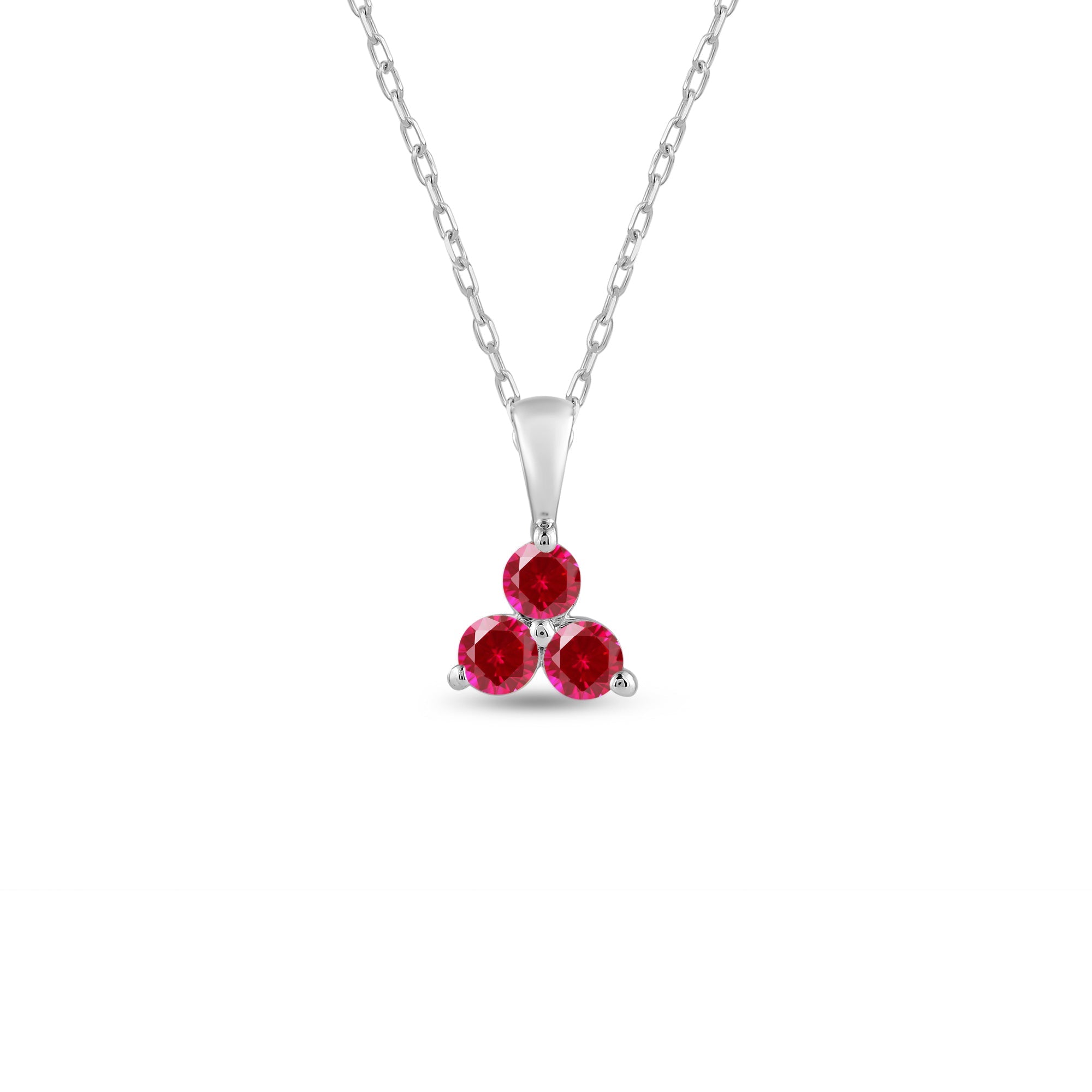 Ruby Three Stone Cluster Pendant – With Clarity