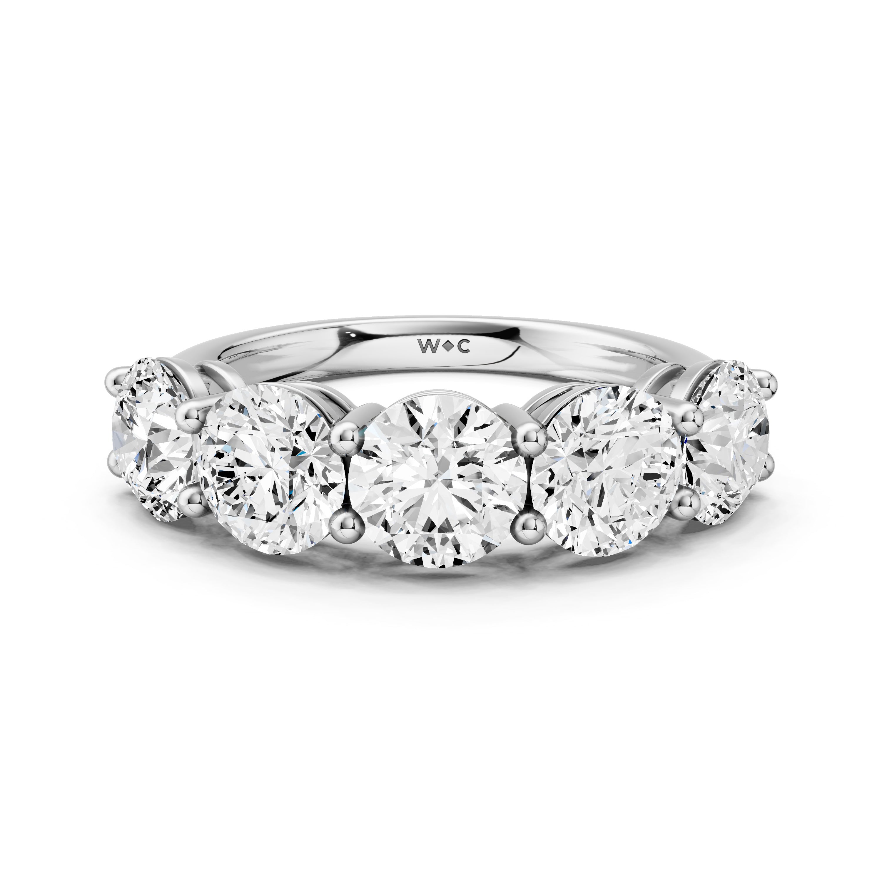 Premium Five Stone Round Diamond Anniversary Ring (E+ VS+) Size 9.5 ...