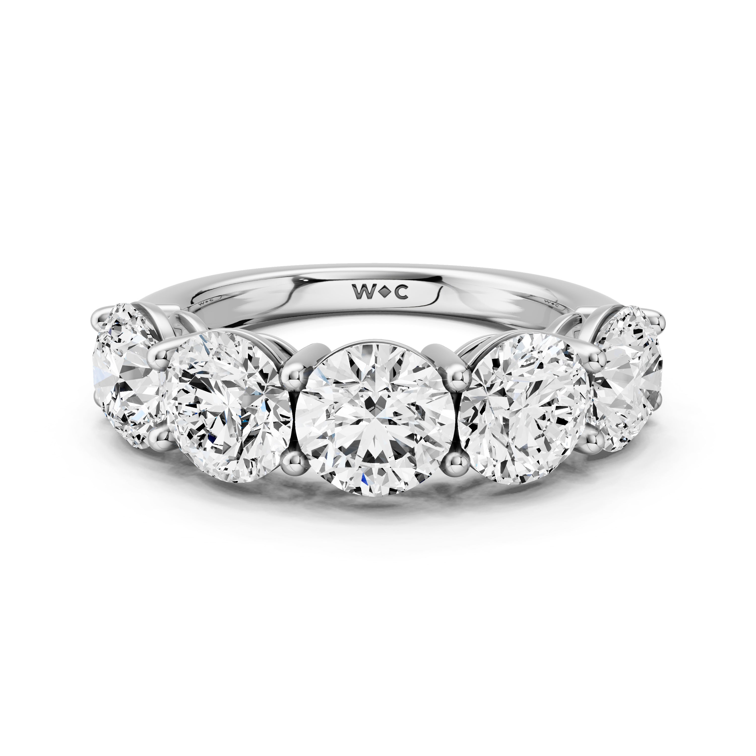 Five Stone Round Diamond Anniversary Ring – With Clarity