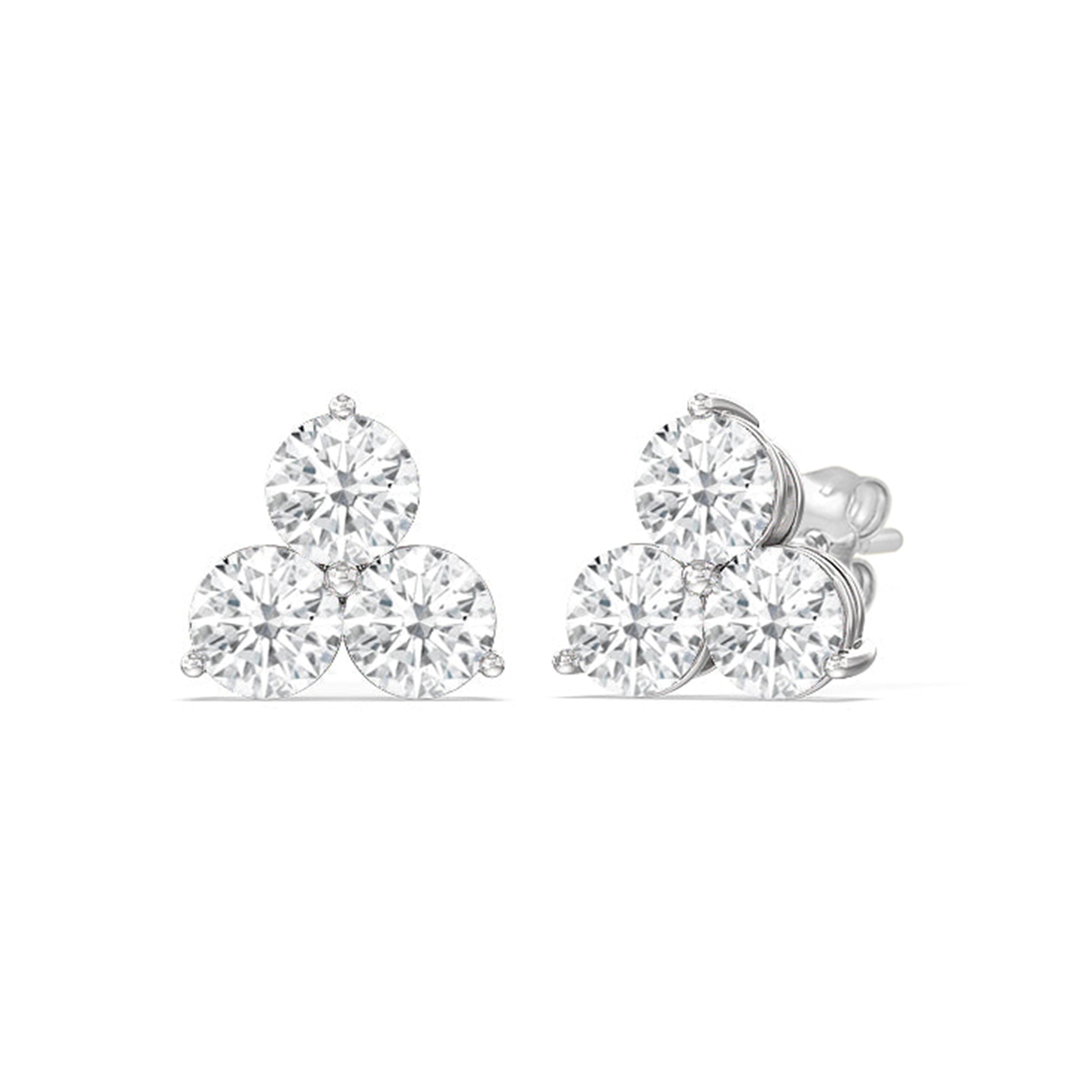 Classic Three Stone Cluster Diamond Earrings – With Clarity