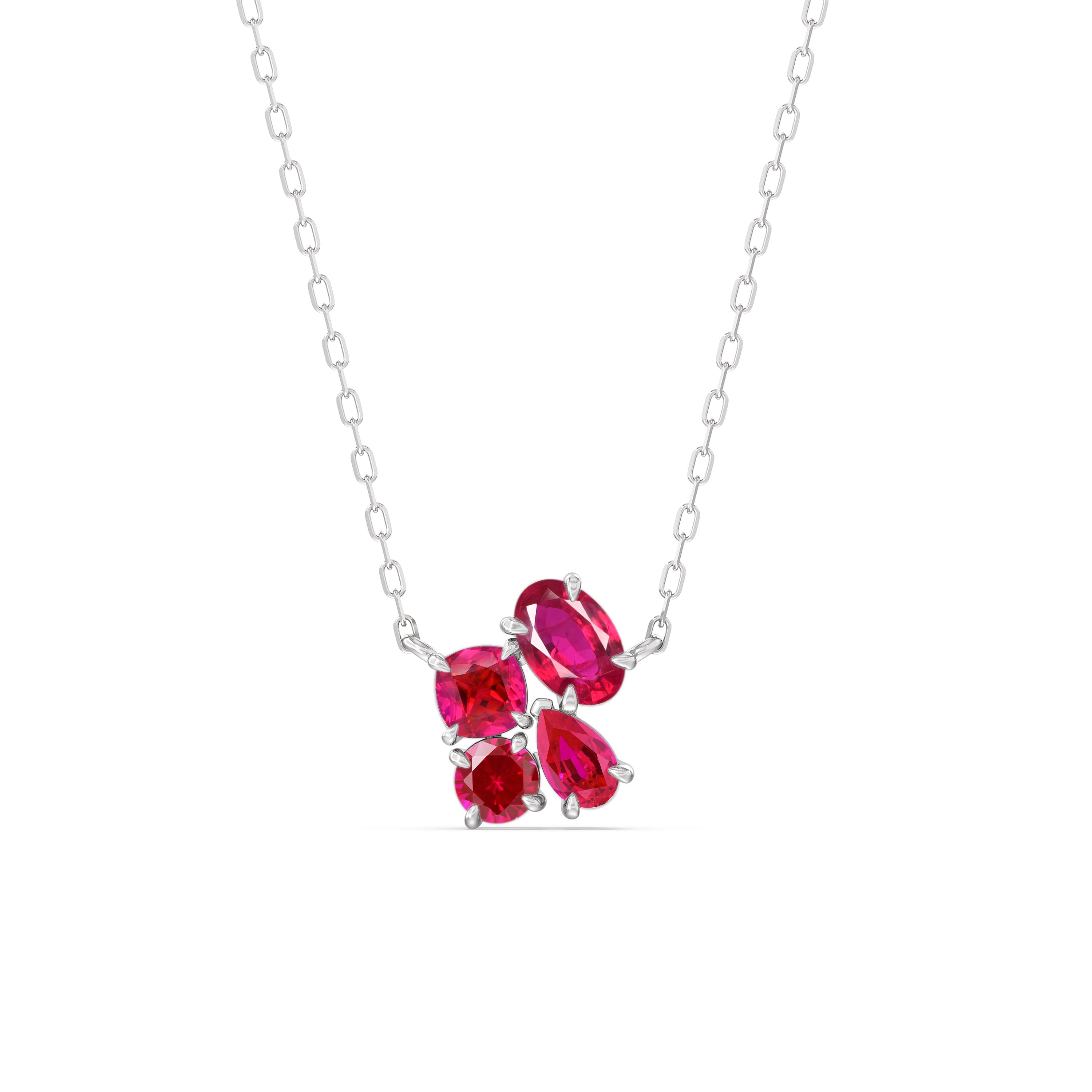 Ruby Brilliant Cluster Necklace – With Clarity