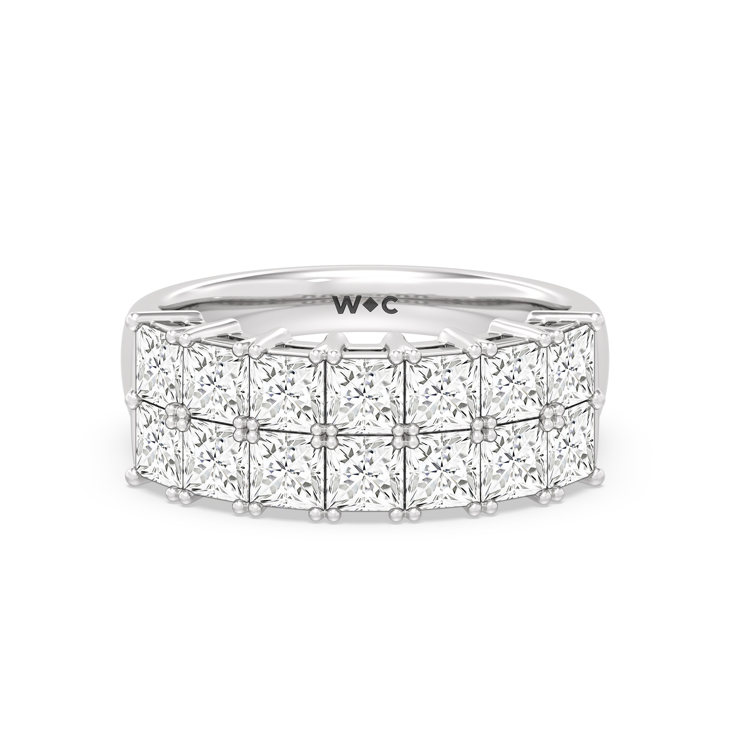 Two Row Princess Cut Anniversary Ring – With Clarity