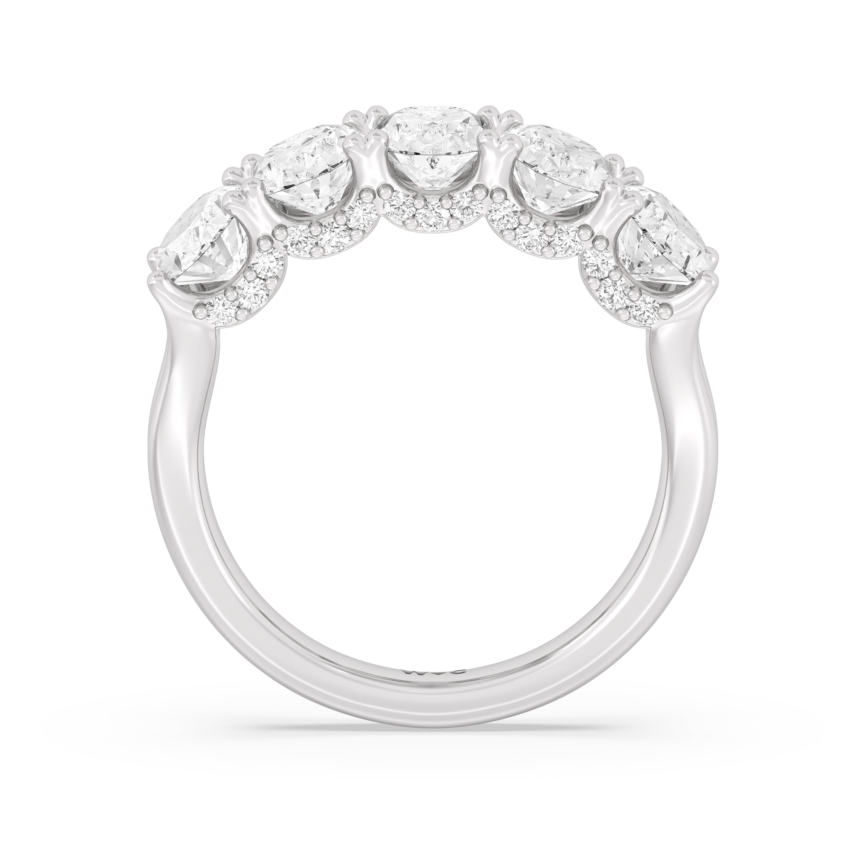 Elegance Hidden Halo Oval Five Stone Anniversary Ring Size 4.25 – With Clarity