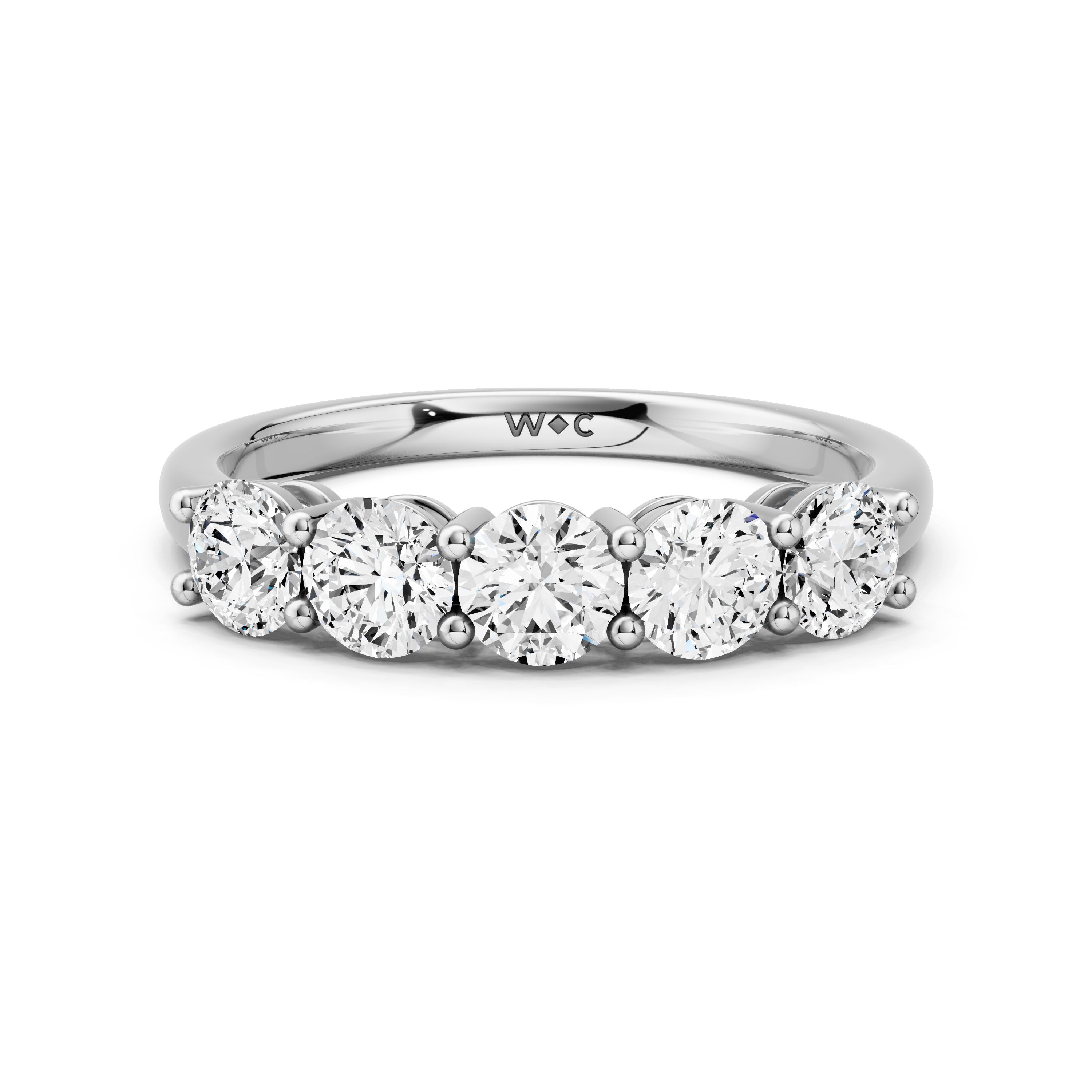 Premium Five Stone Round Brilliant Cut Diamond Ring (E+ VS+) – With Clarity