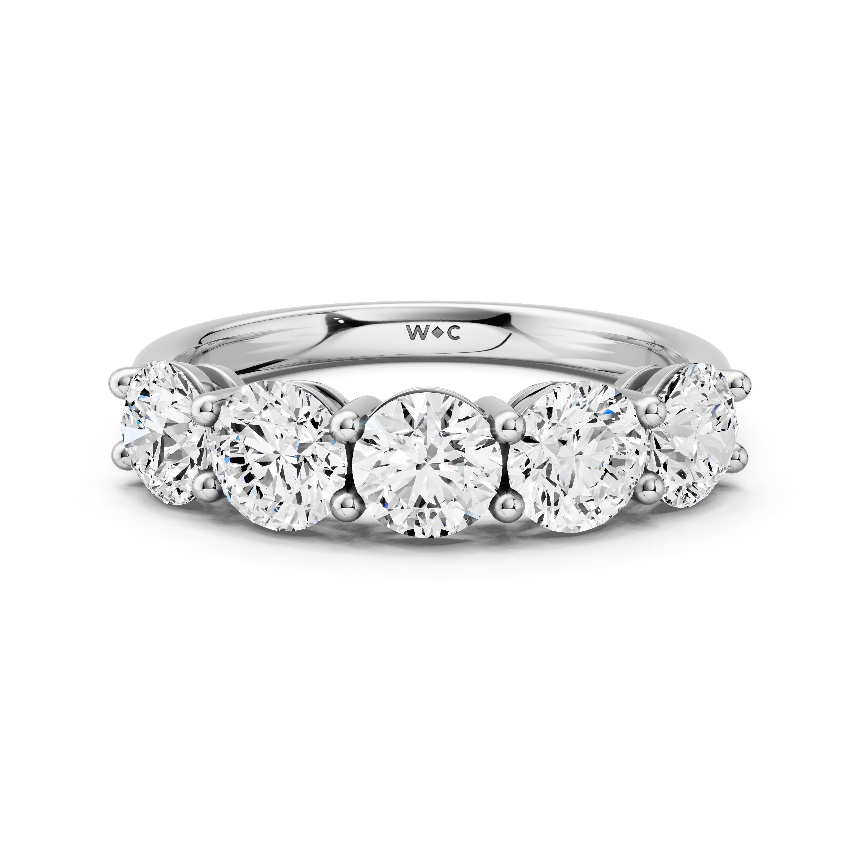 Five Stone Round Brilliant Cut Diamond Ring (F/G SI+) Size 6 – With Clarity