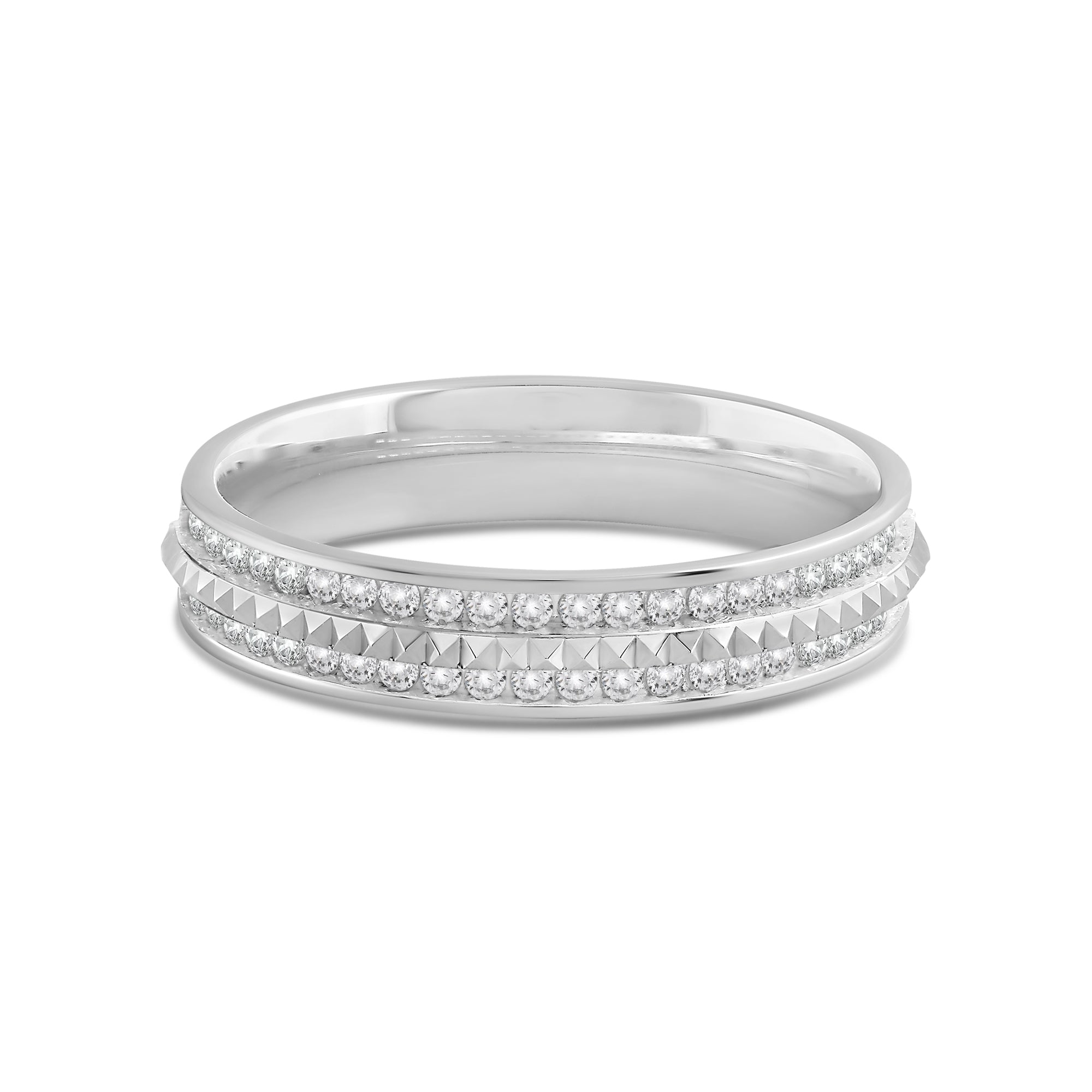 Layered Diamond Pyramid Ring – With Clarity