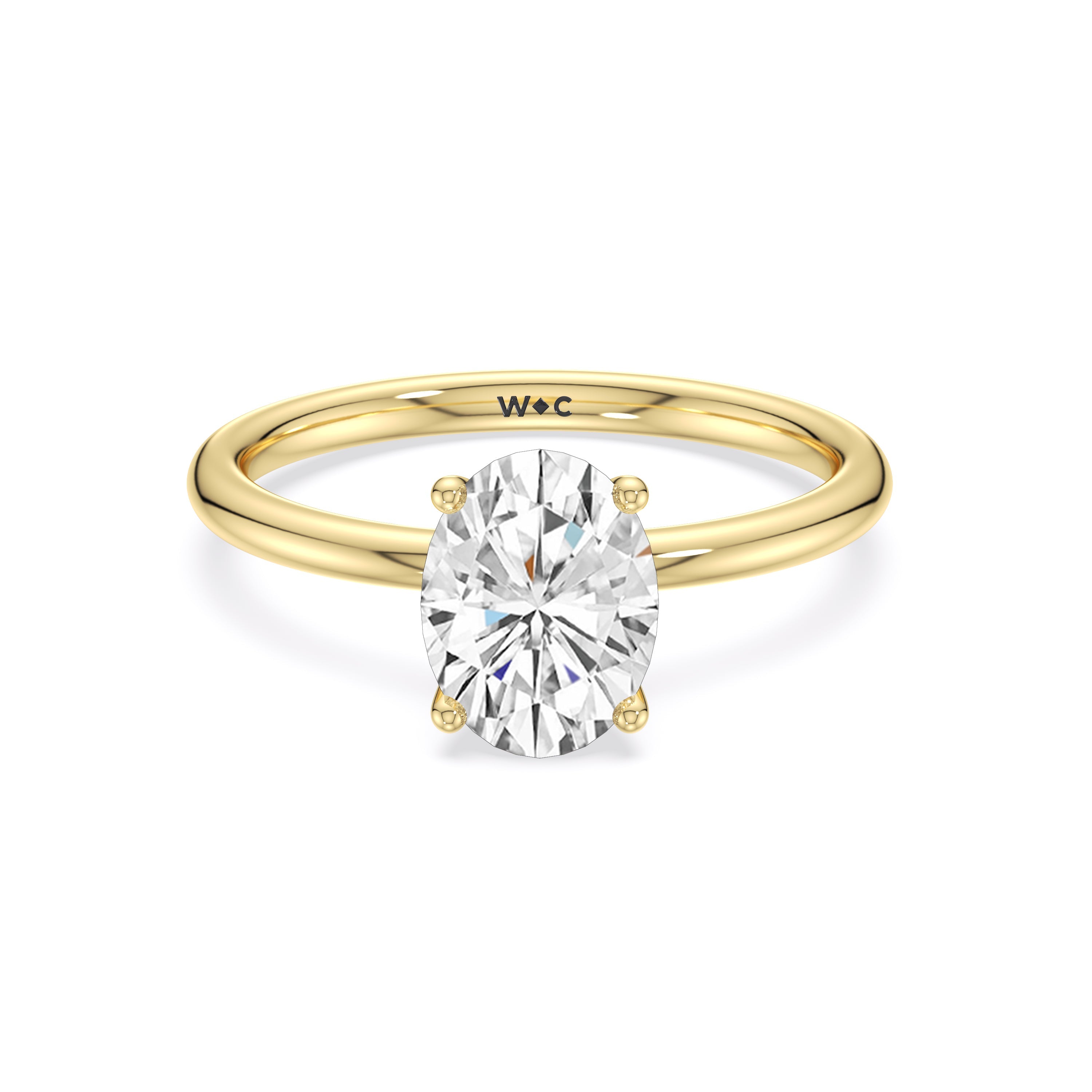 3.10ct Oval Classic Four Prong Petite Comfort Fit Solitaire Lab Diamon ...