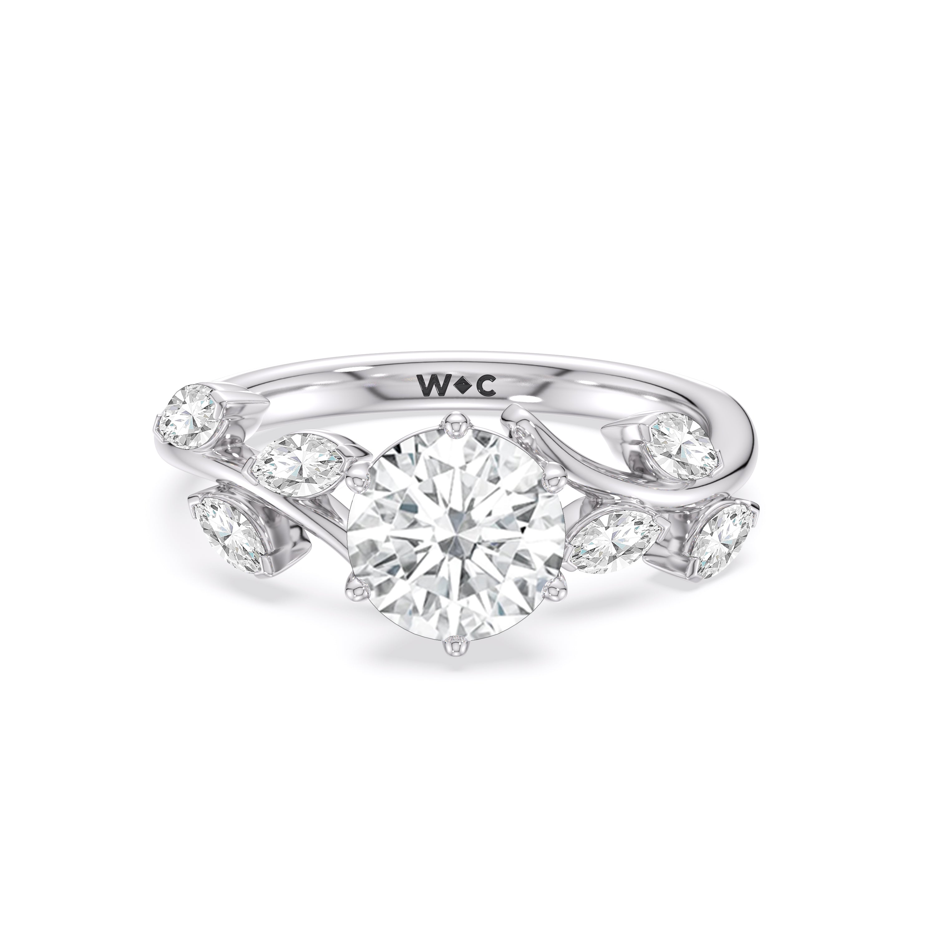 Slender Vine Six Prong 2 1/3 CTTW Round Cut Lab Grown Diamond ...