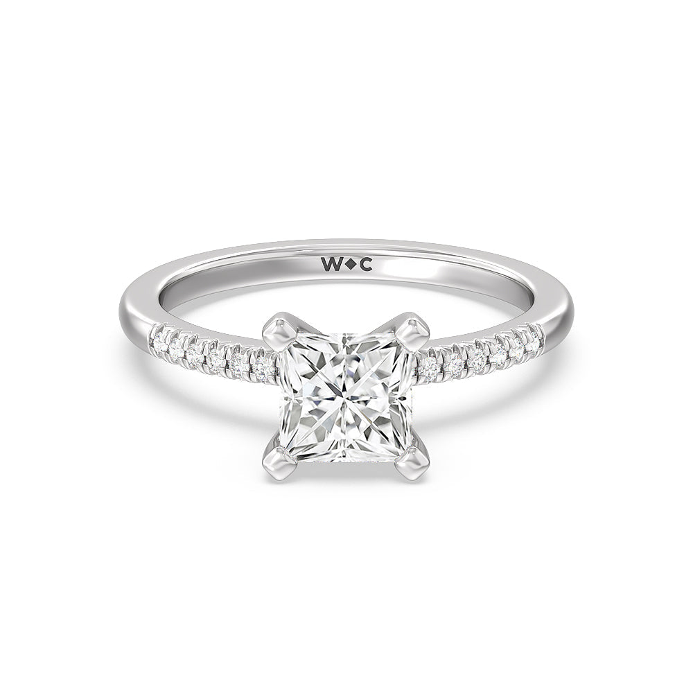 Lyra Petite French Set Diamond Engagement Ring (E+ VVS+) – With Clarity