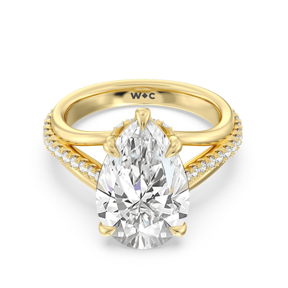Elegance Split Shank Center Pave Engagement Ring – With Clarity