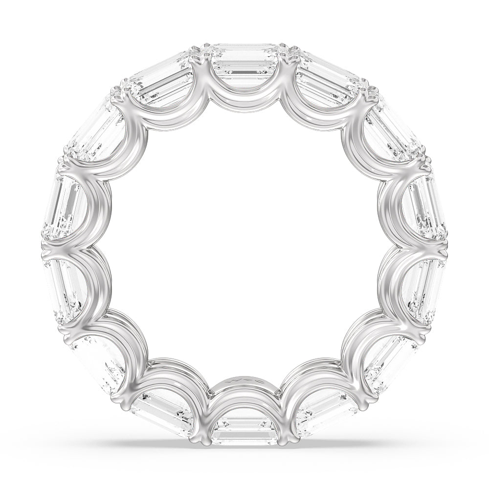 Emerald Split Prong Waves Eternity Ring – With Clarity