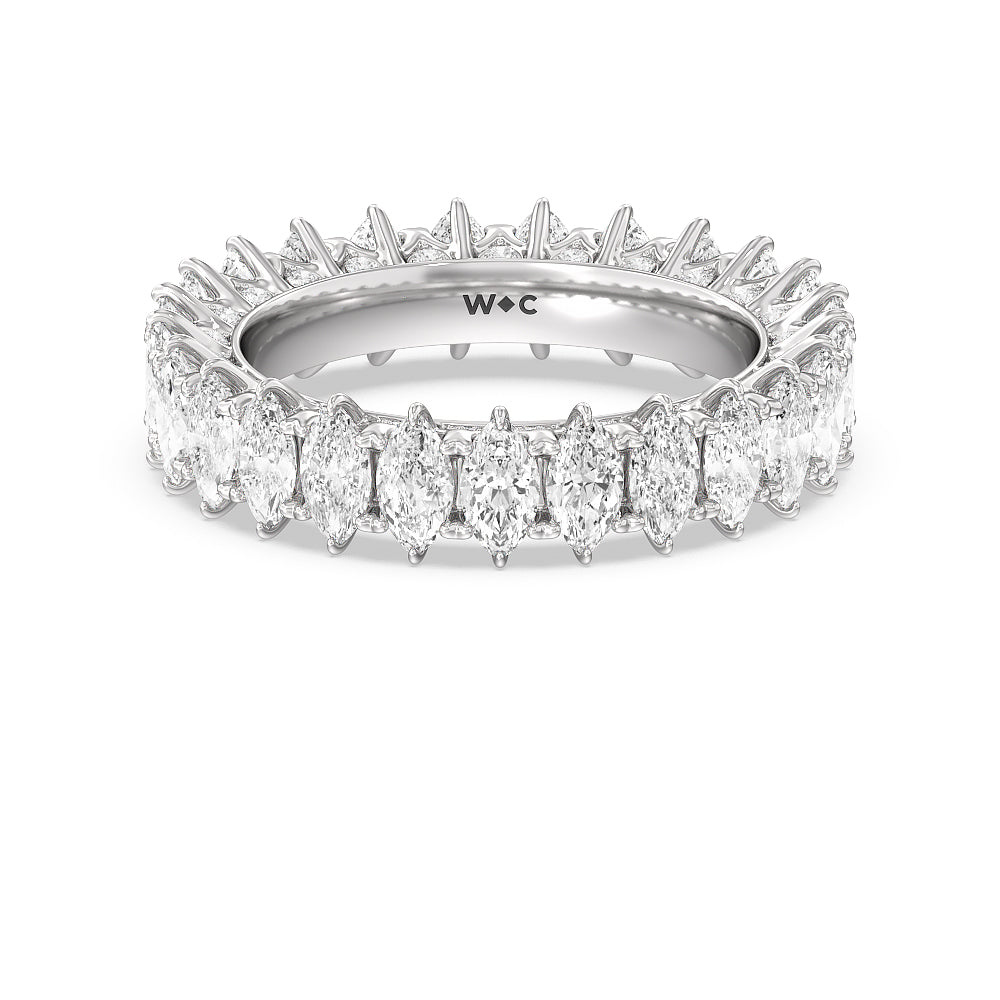 Marquise Split Prong Studded Eternity Ring – With Clarity