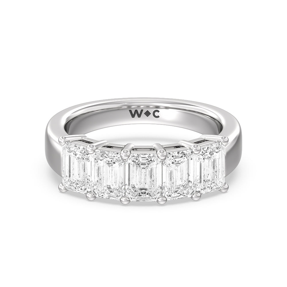 Premium Five Stone Emerald Cut Diamond Ring Size 5 (E+ VS+) – With Clarity