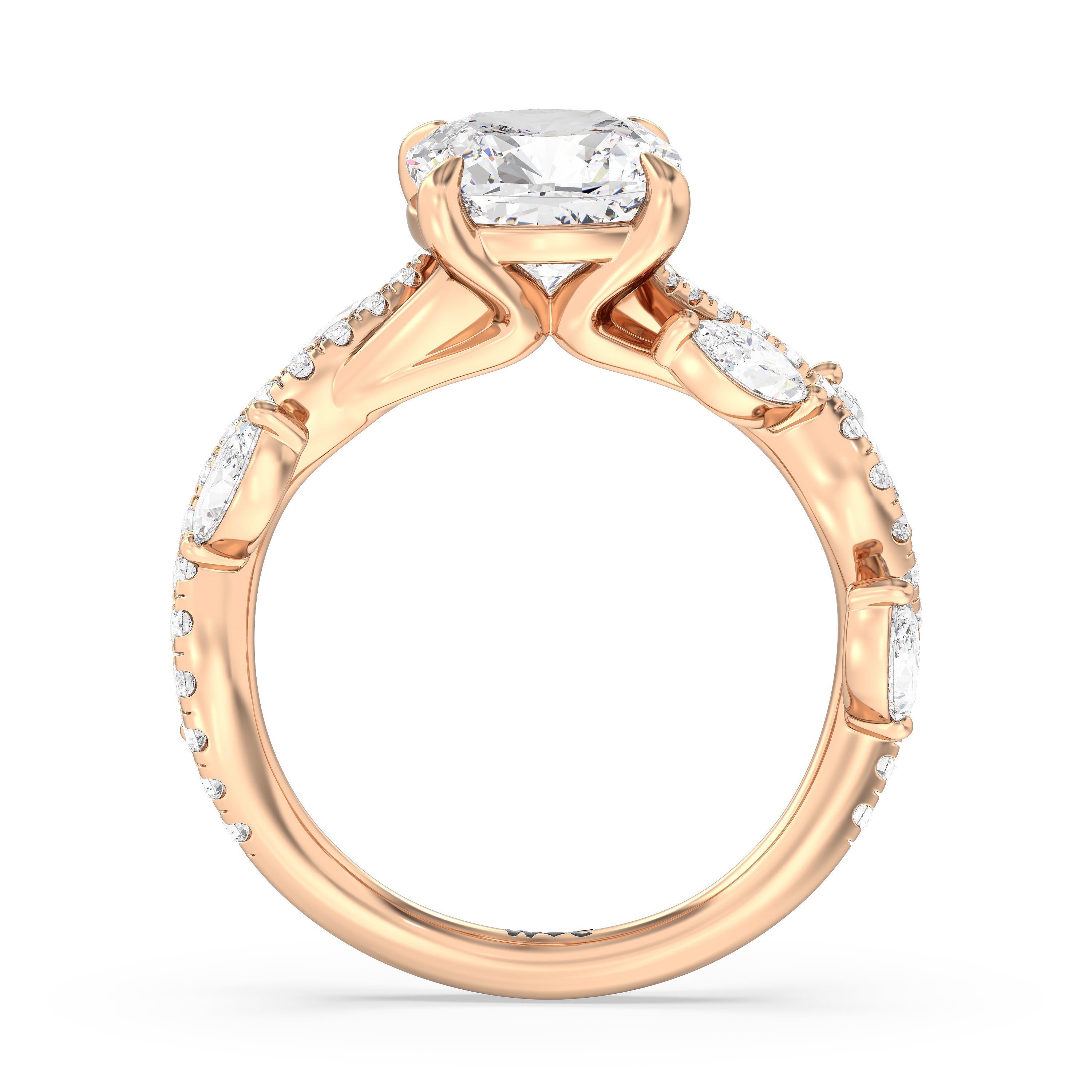 Rustic Vine Split Shank Engagement Ring – With Clarity