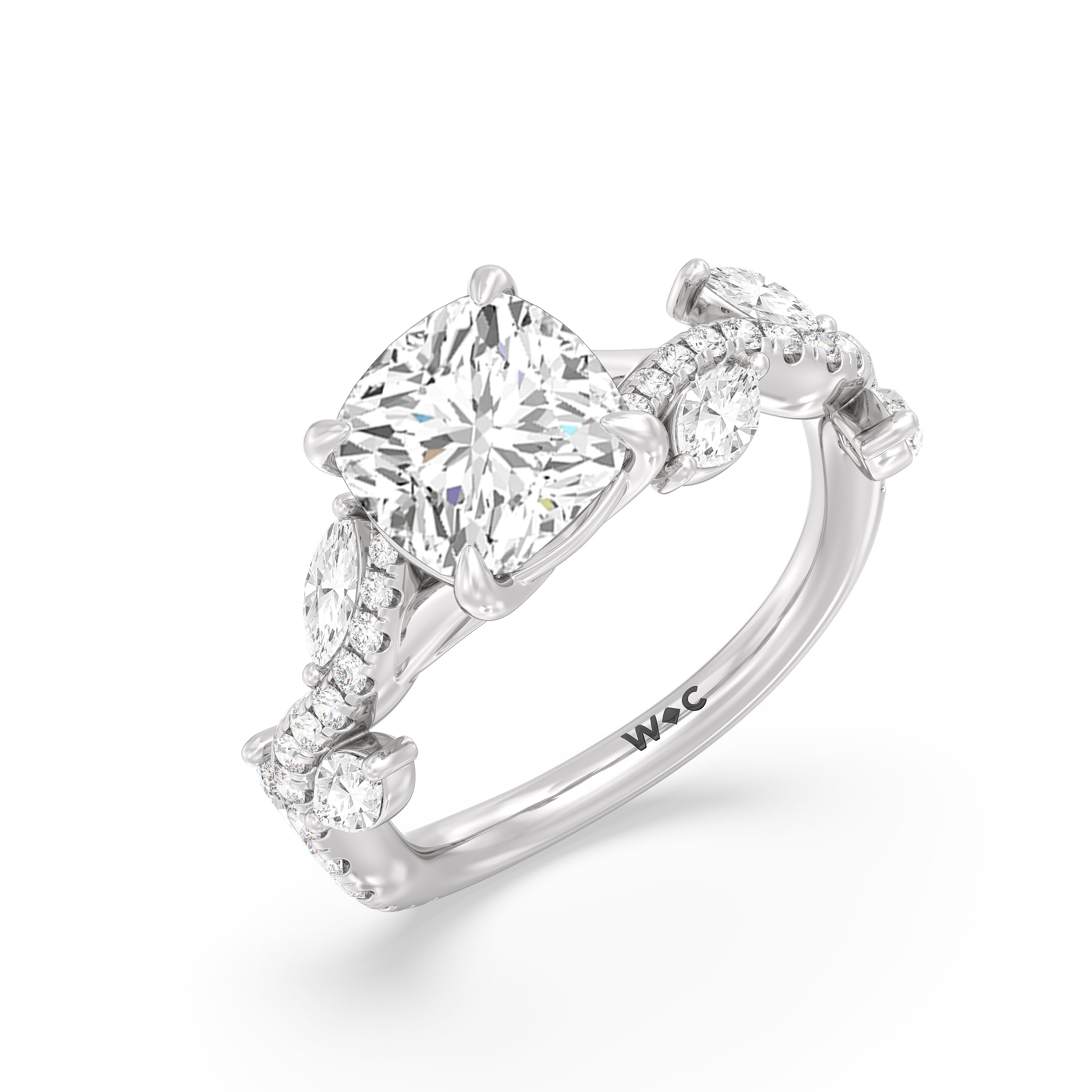 Rustic Vine Split Shank Engagement Ring – With Clarity