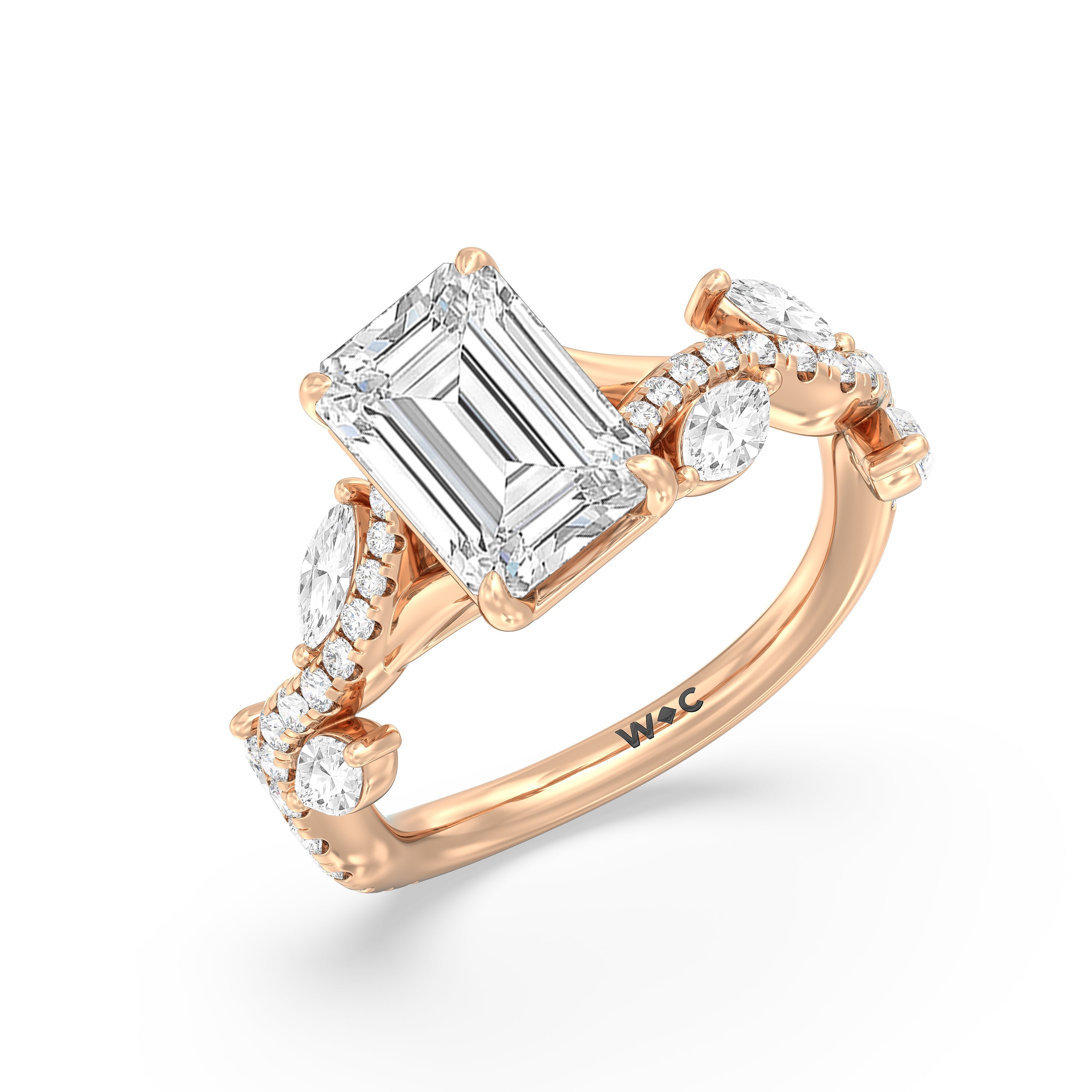 Rustic Vine Split Shank Engagement Ring – With Clarity