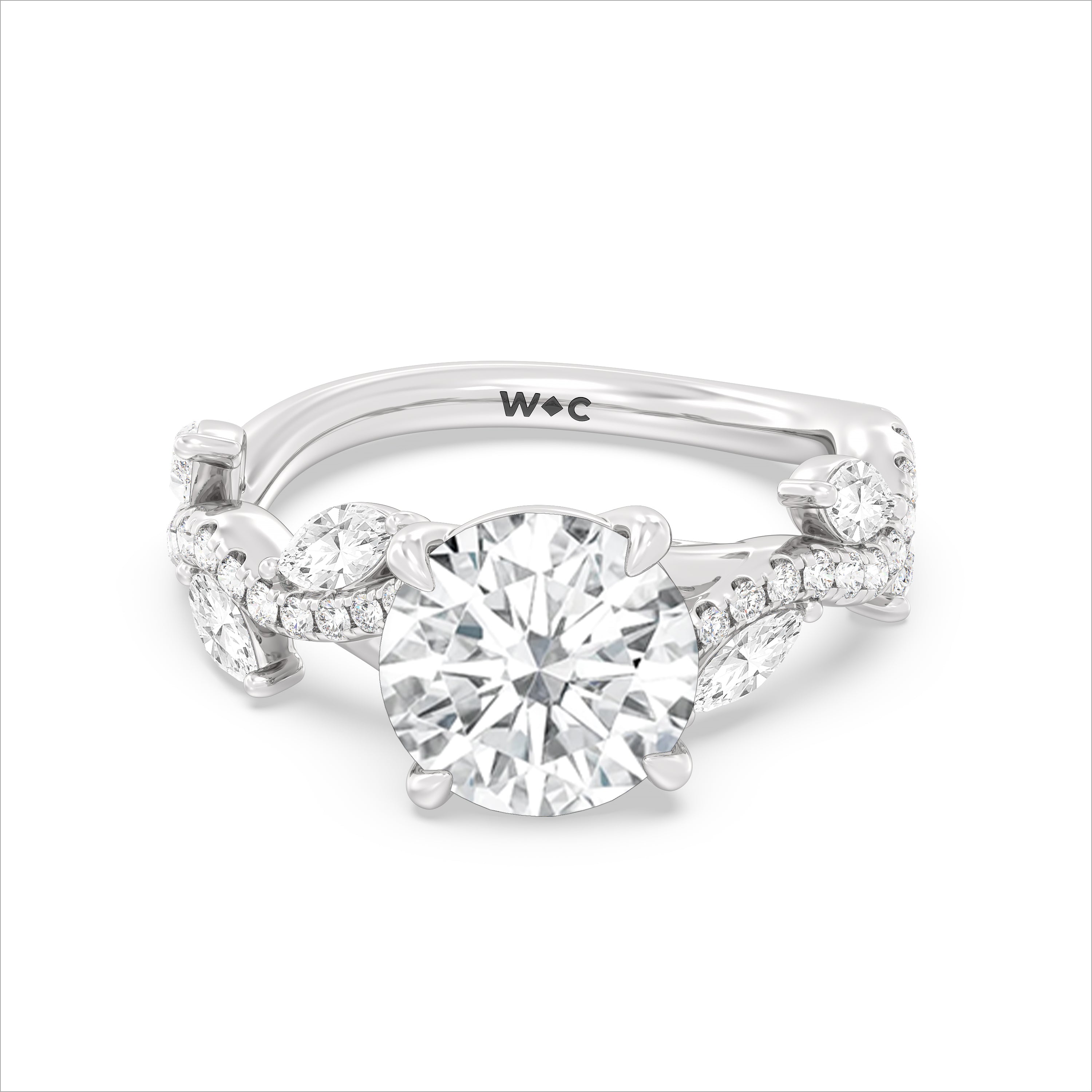 Rustic Vine Split Shank Engagement Ring – With Clarity