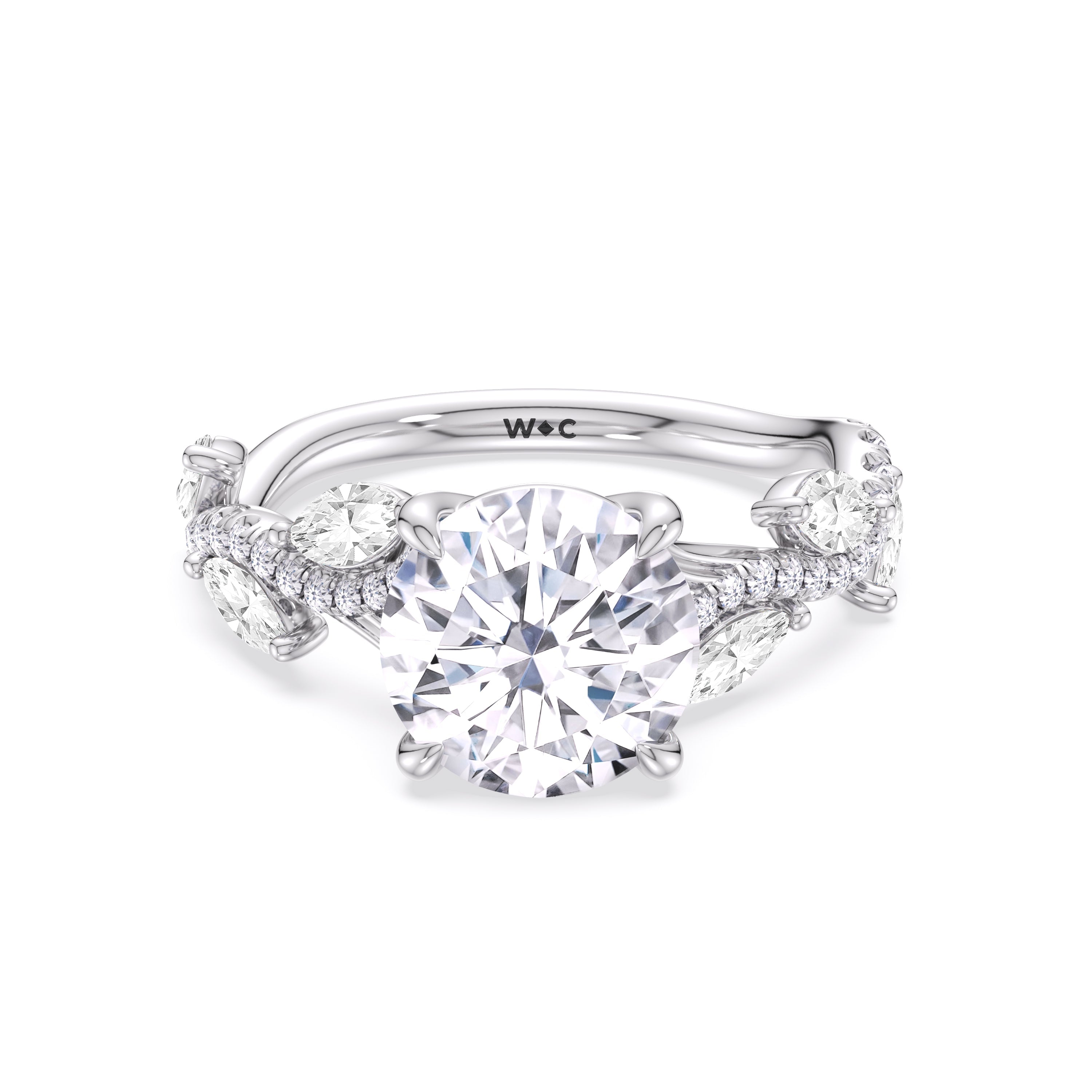 Rustic Vine Split Shank Engagement Ring – With Clarity