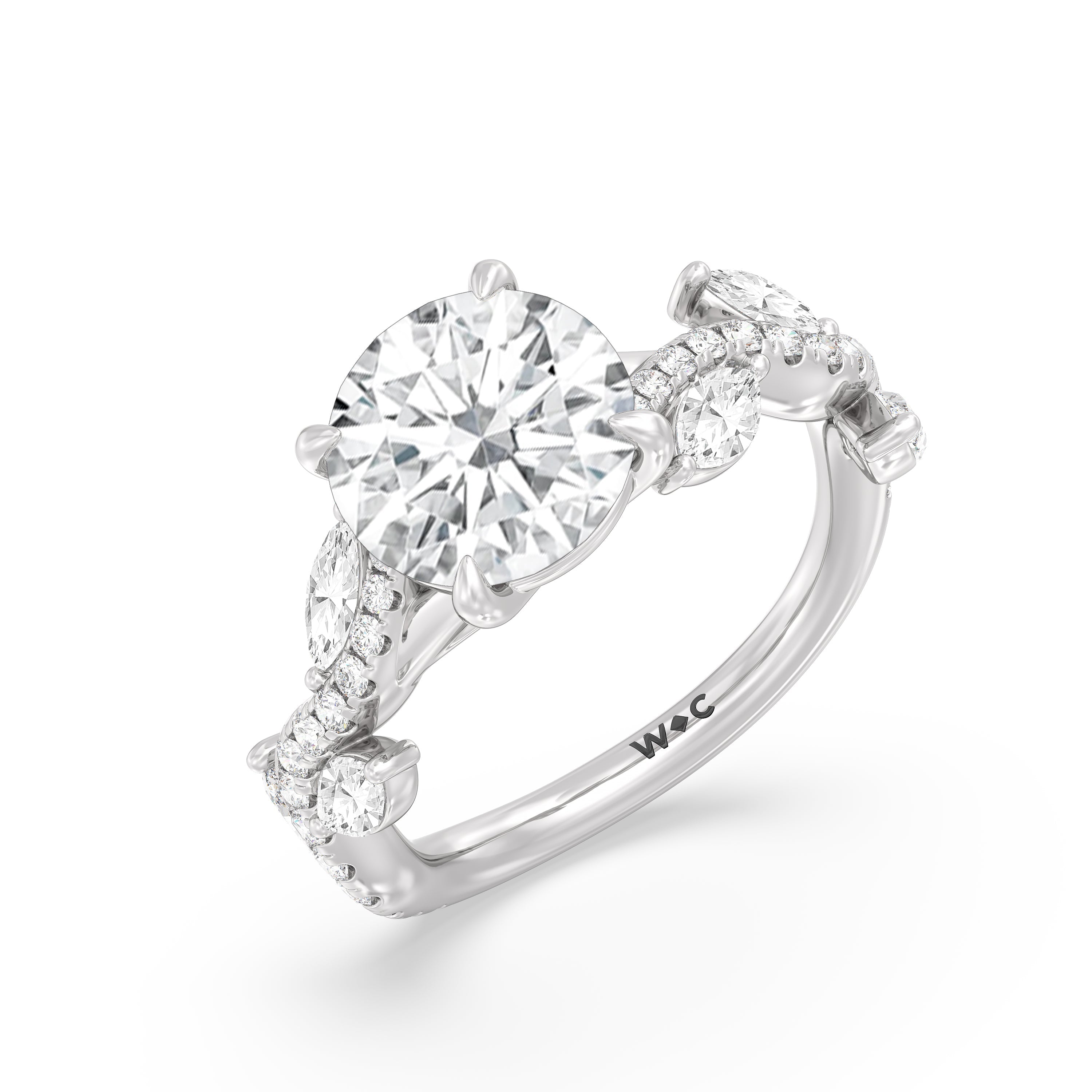 Rustic Vine Split Shank Engagement Ring – With Clarity