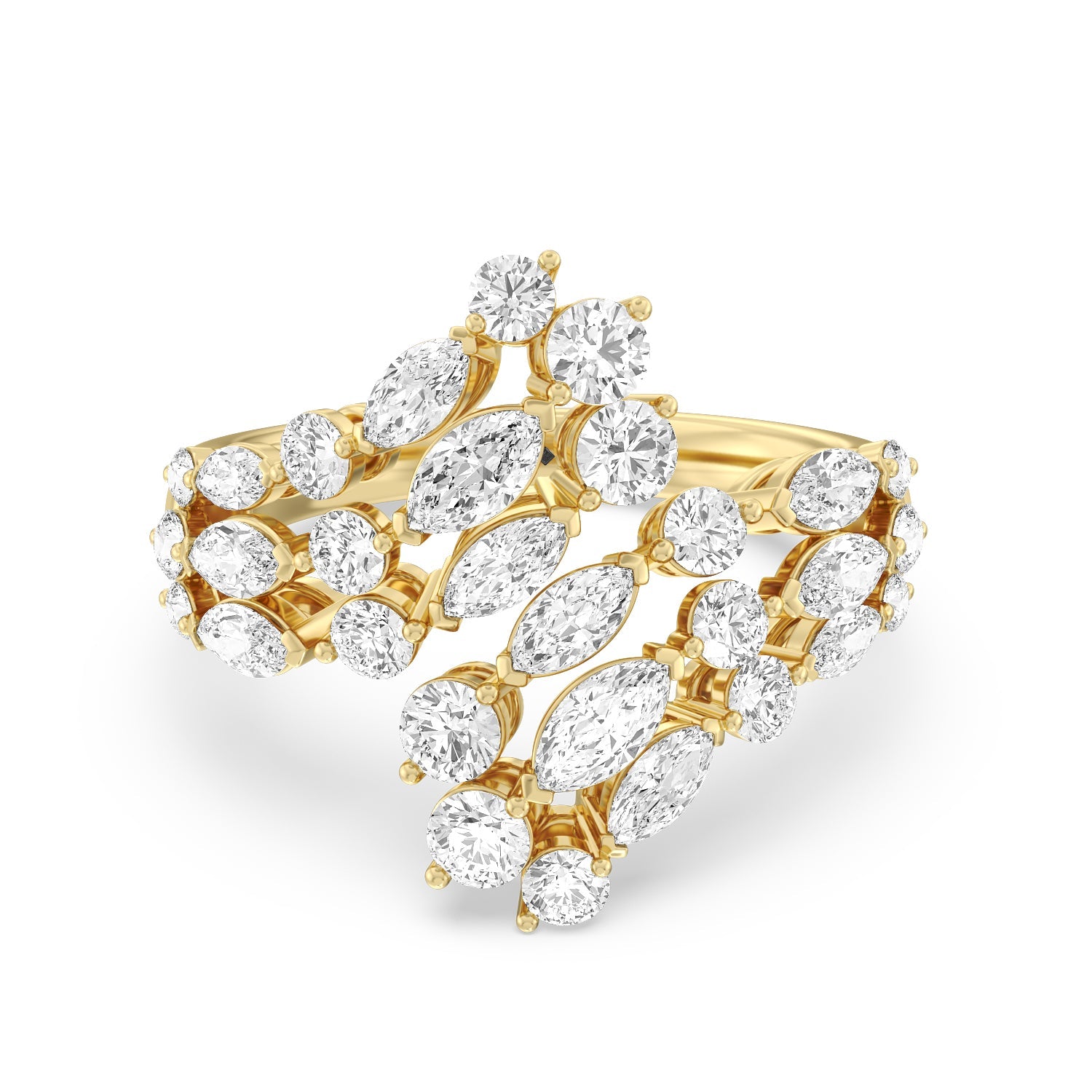 Marquise and Round Bypass Fashion Ring – With Clarity