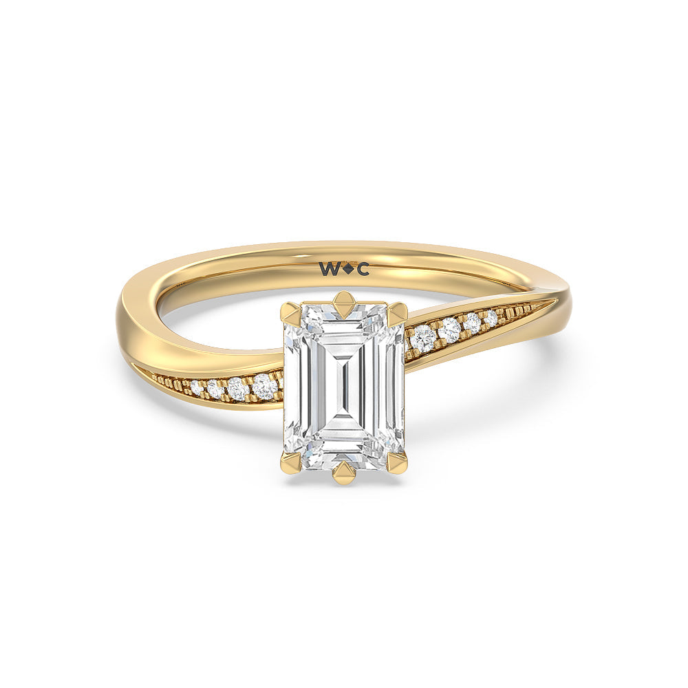 Six Prong Wavy Diamond Shank Engagement Ring (E+ VVS+) – With Clarity