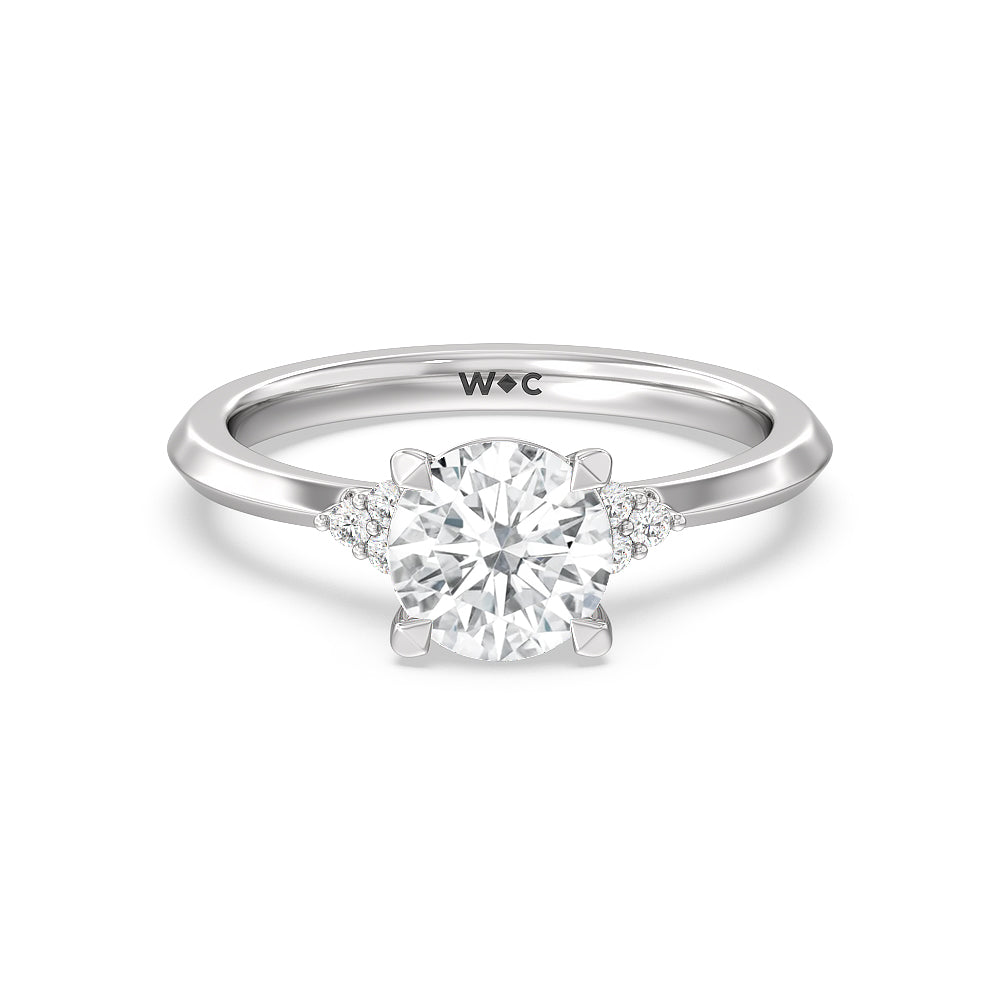 Taper Knife Edge Side Stone Lab Grown Diamond Engagement Ring (E+ VVS+ ...