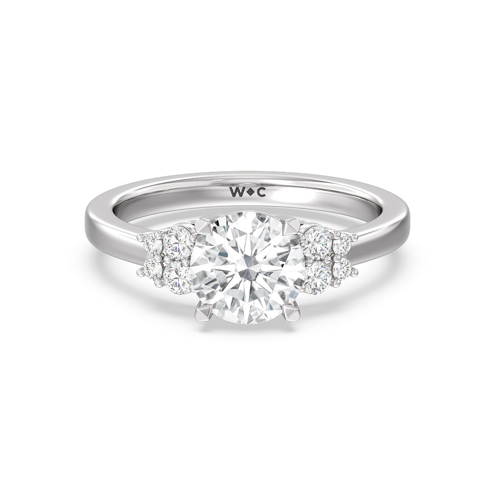 Tapering Side Diamond Accent Engagement Ring (E+ VVS+) – With Clarity