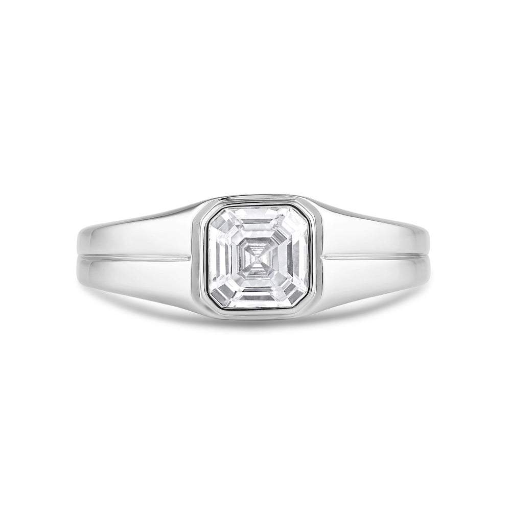 Classic Bevel Edged Men's Engagement Ring – With Clarity