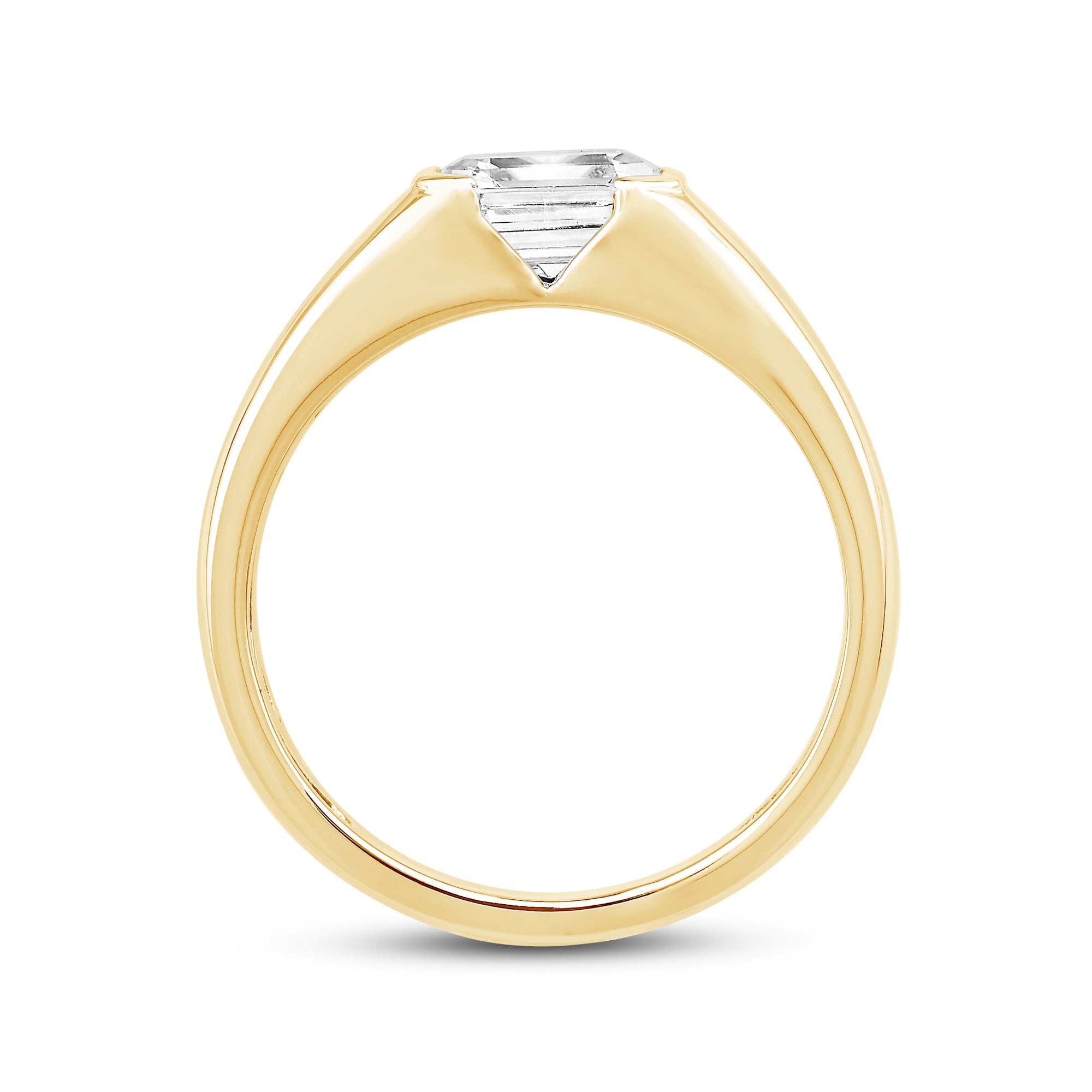 Half Bezel Bevel Edged Men's Engagement Ring – With Clarity