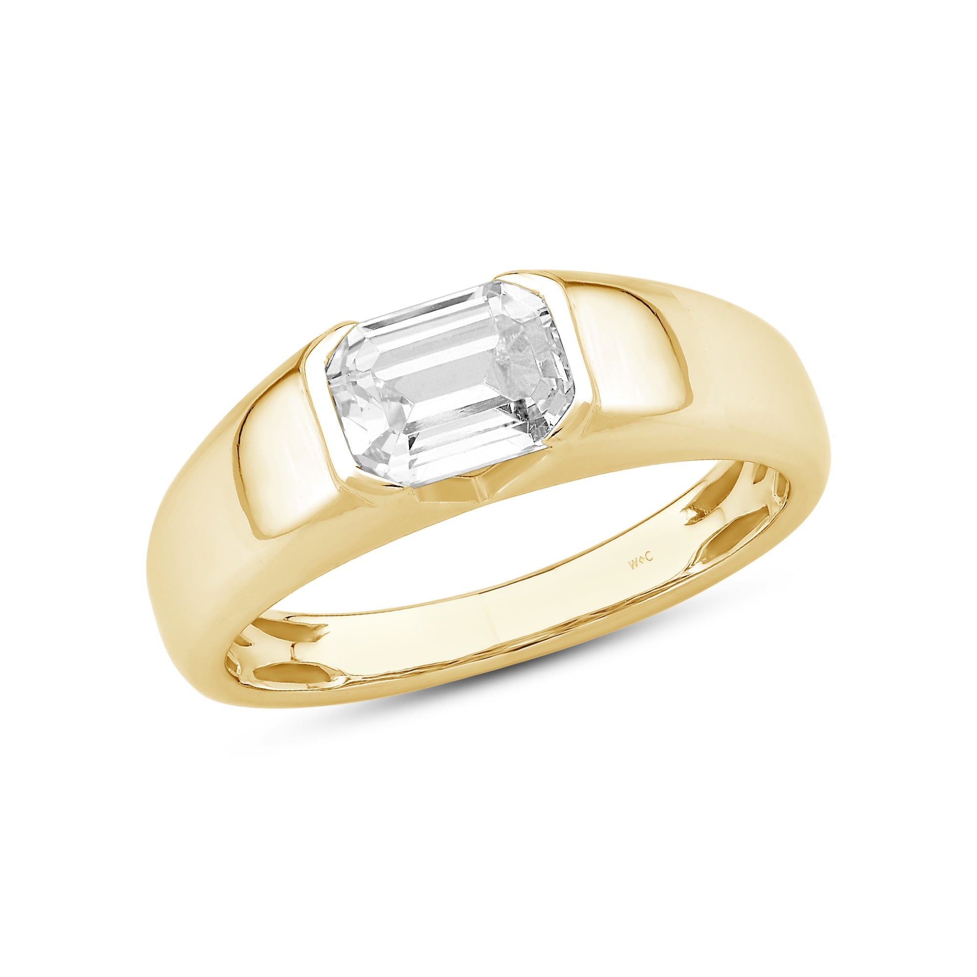 Half Bezel Bevel Edged Men's Engagement Ring – With Clarity