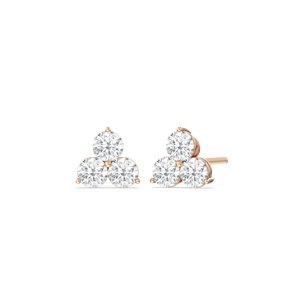 Classic Three Stone Cluster Diamond Earrings – With Clarity
