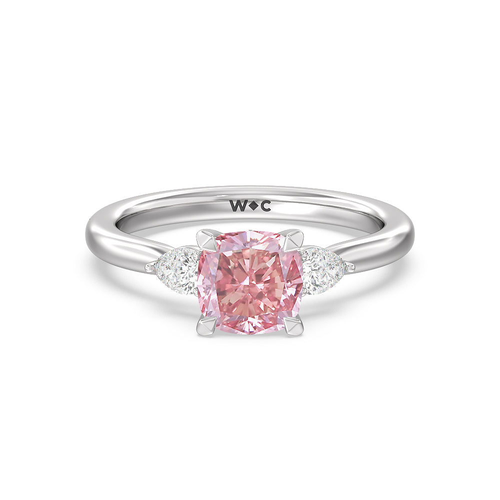 Fancy Pink Fine Line 3 Stone Pear 1 3/4 CTTW Cushion Cut Lab Grown ...