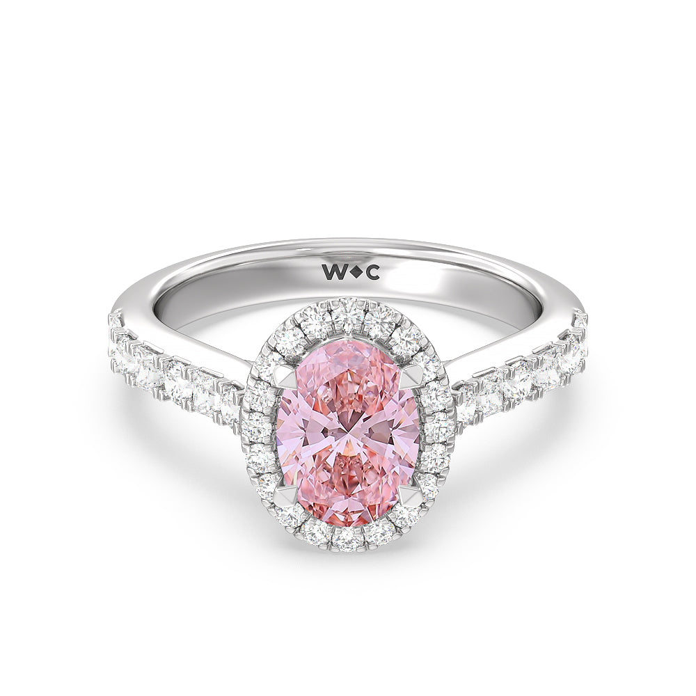 Fancy Pink Contemporary 1 3/4 CTTW Oval Cut Lab Grown Diamond ...
