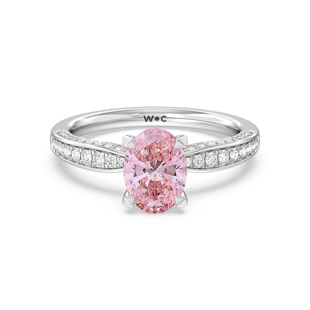 Fancy Pink Aura Hidden Accent Pinched Shank 1 3/8 CTTW Round Cut Lab ...