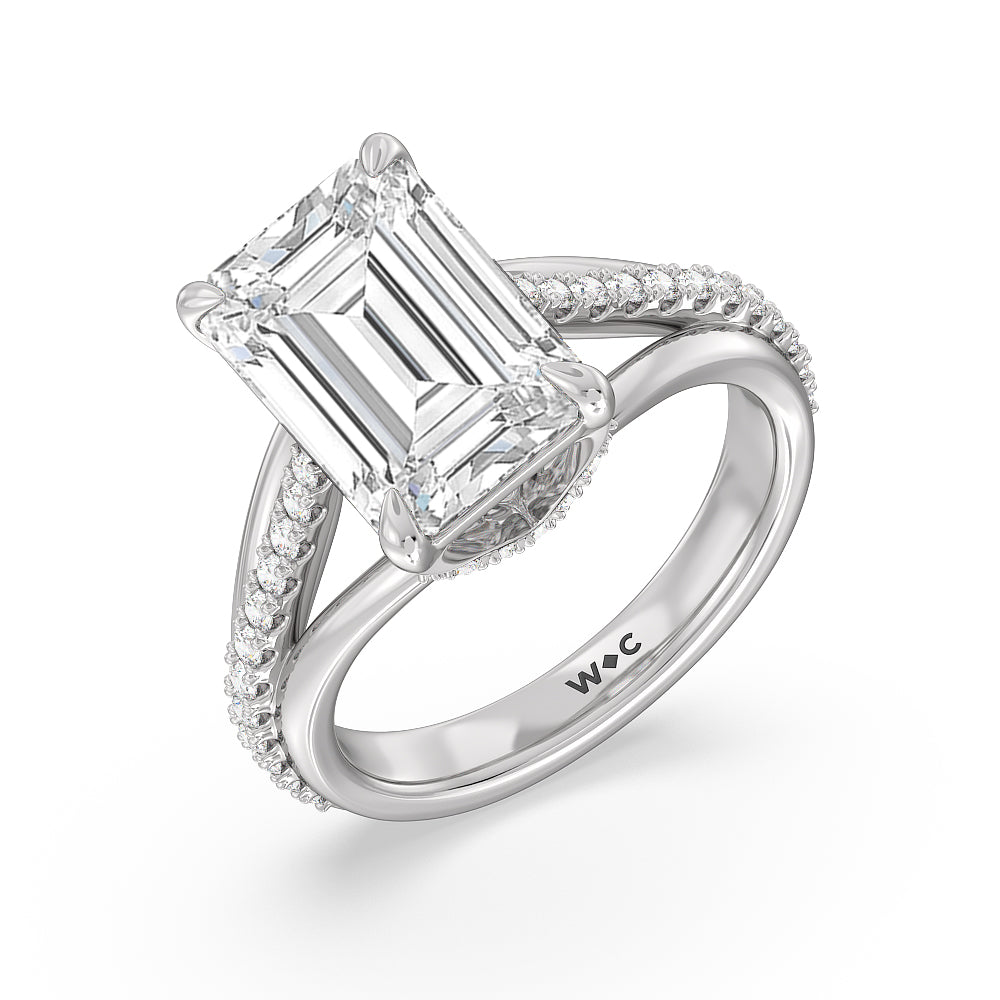 Elegance Split Shank Center Pave Engagement Ring – With Clarity