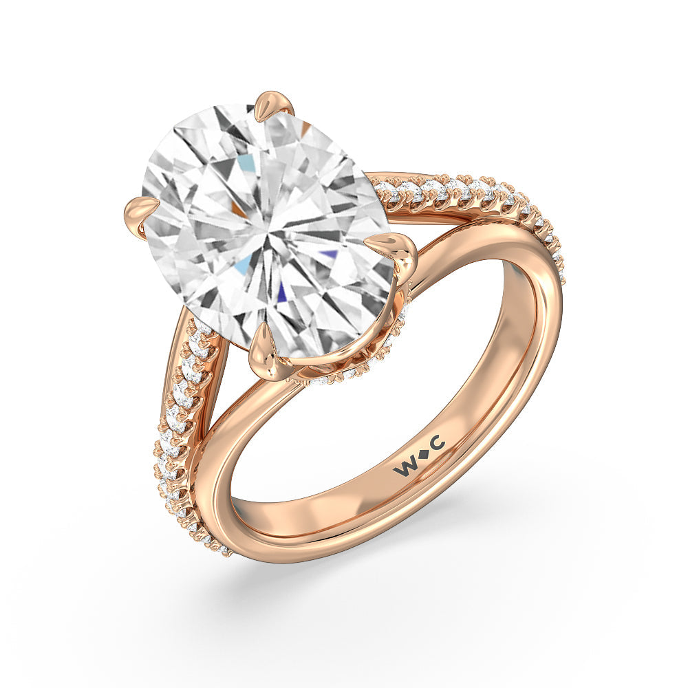 Elegance Split Shank Center Pave Engagement Ring – With Clarity