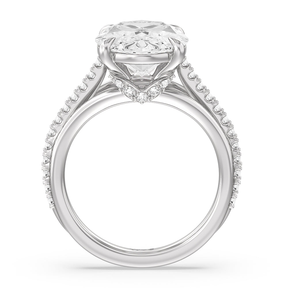 Elegance Split Shank Center Pave Engagement Ring – With Clarity