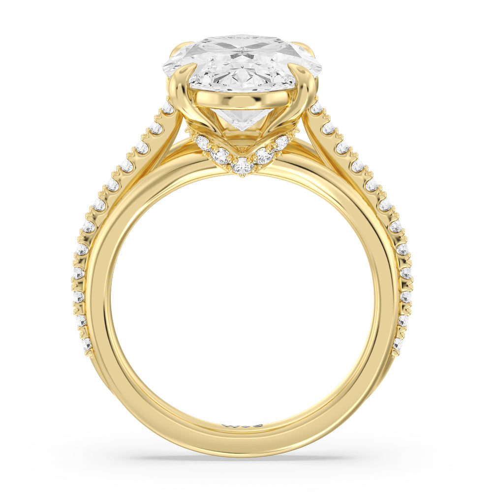 Elegance Split Shank Center Pave Engagement Ring – With Clarity