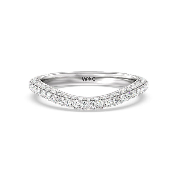 Elegance Diamond Studded Gallery Hidden Halo Diamond Wedding Band With Clarity