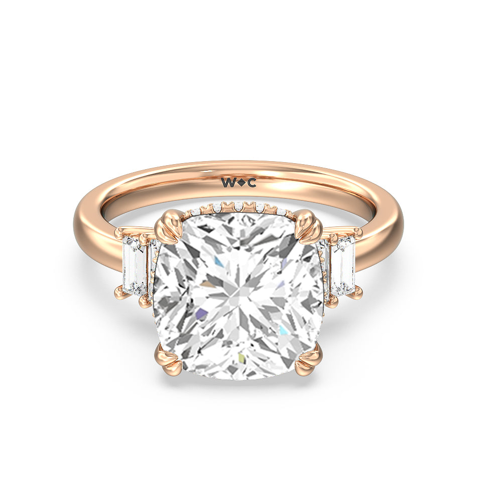 Elegance Emerald Cut Side Stone Engagement Ring – With Clarity
