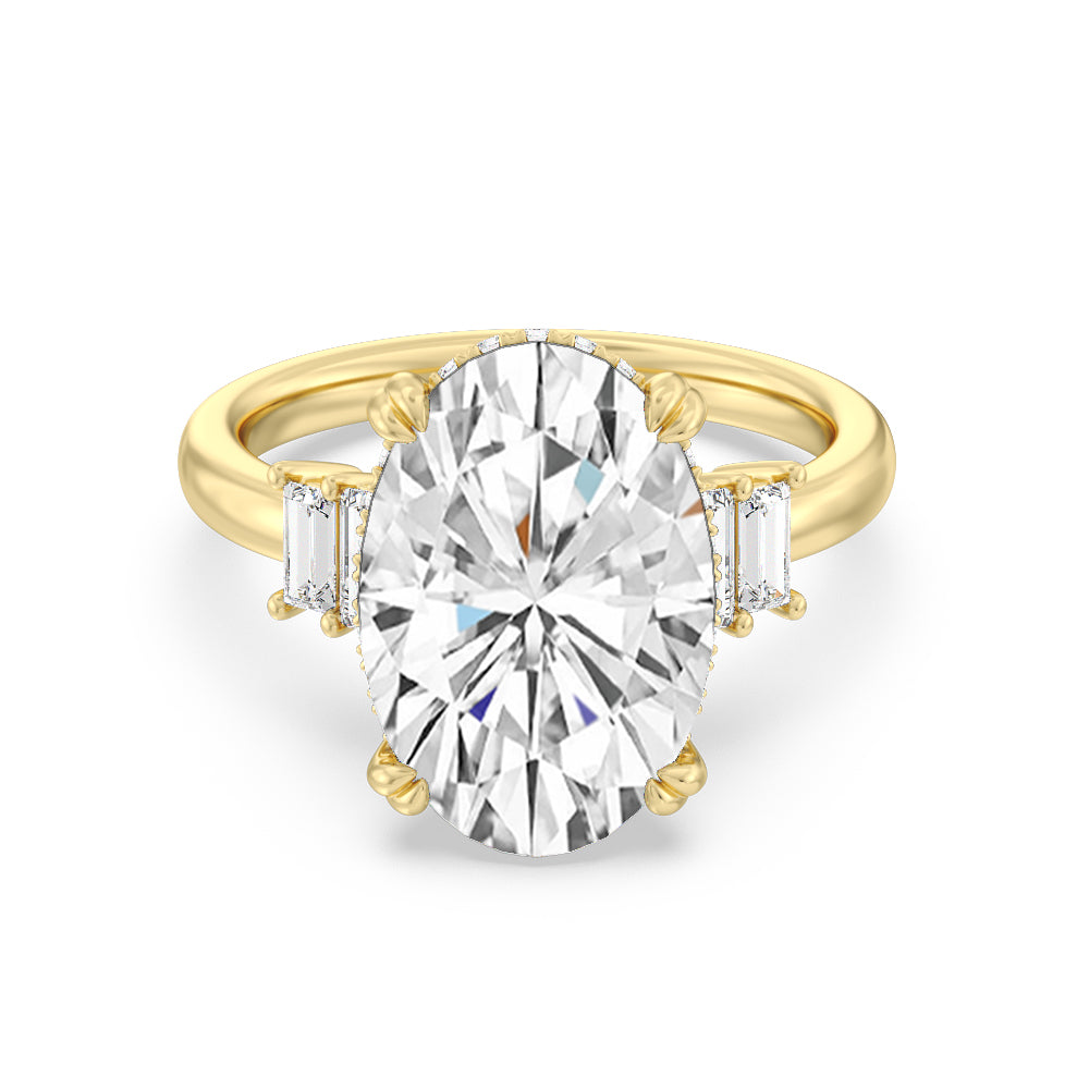 Elegance Emerald Cut Side Stone Engagement Ring – With Clarity