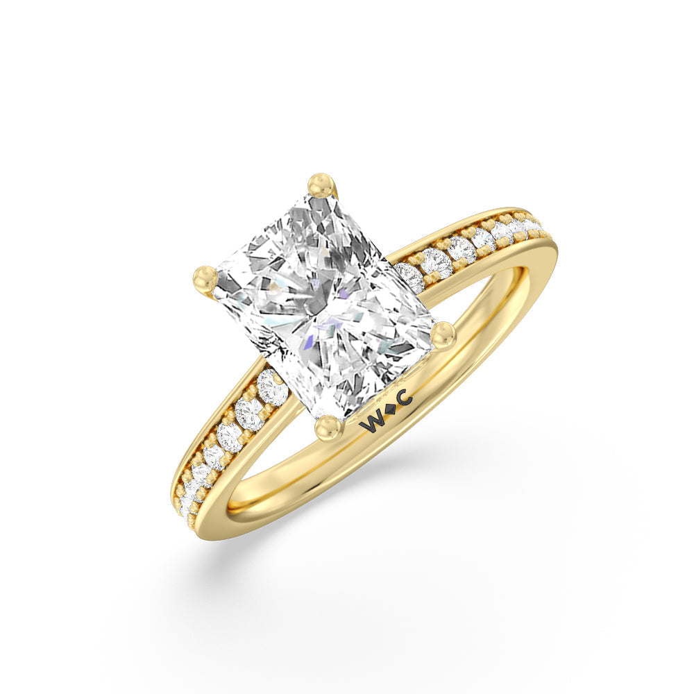 Tapering Scalloped Hidden Halo Engagement Ring – With Clarity