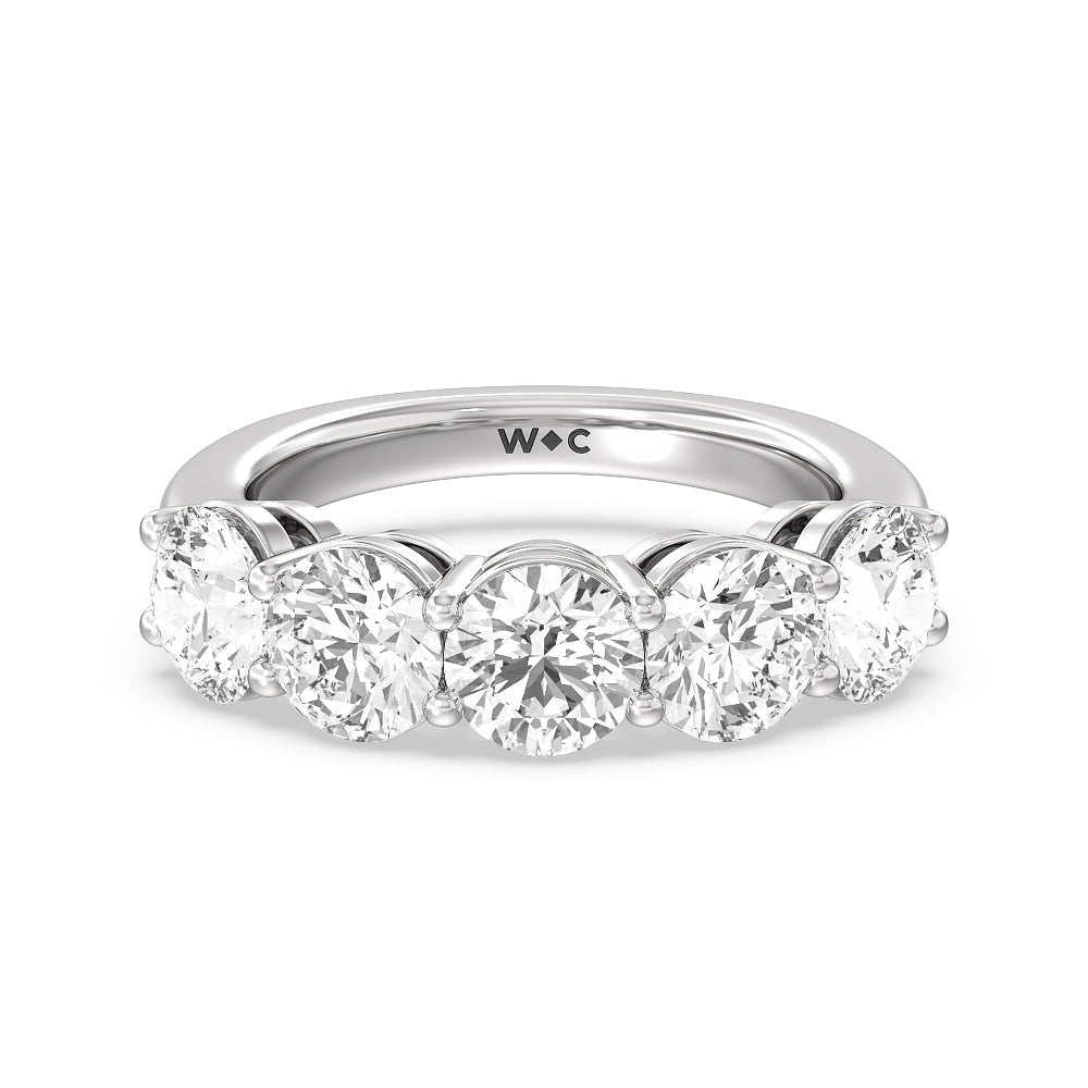 Five Stone Round Diamond Anniversary Ring – With Clarity