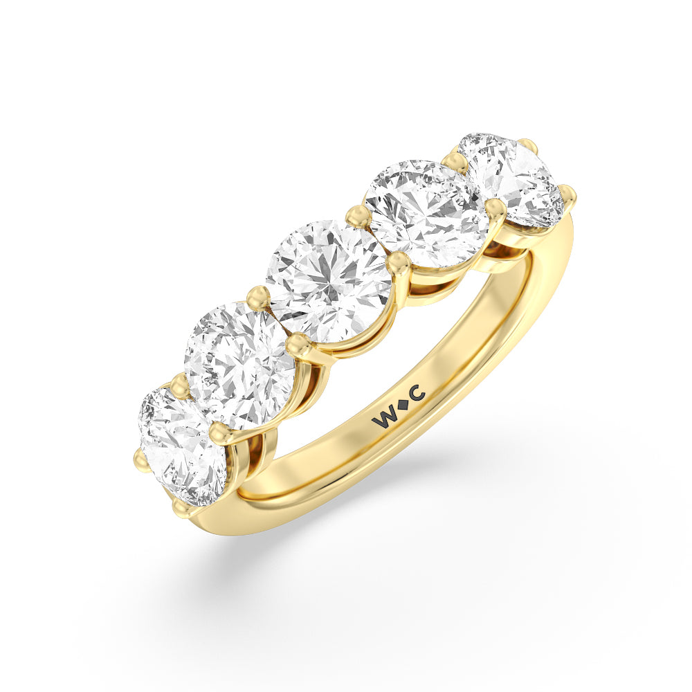 Five Stone Round Diamond Anniversary Ring (F/G SI+) – With Clarity