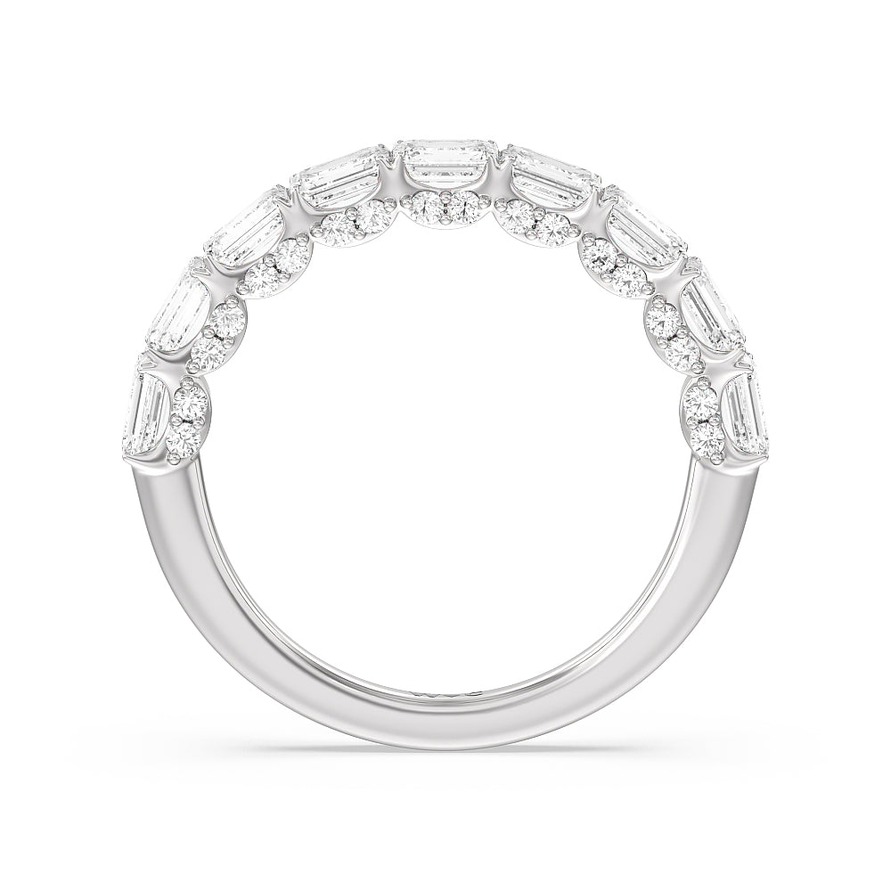 East-West Emerald Split Prong Studded Gallery Anniversary Ring – With ...