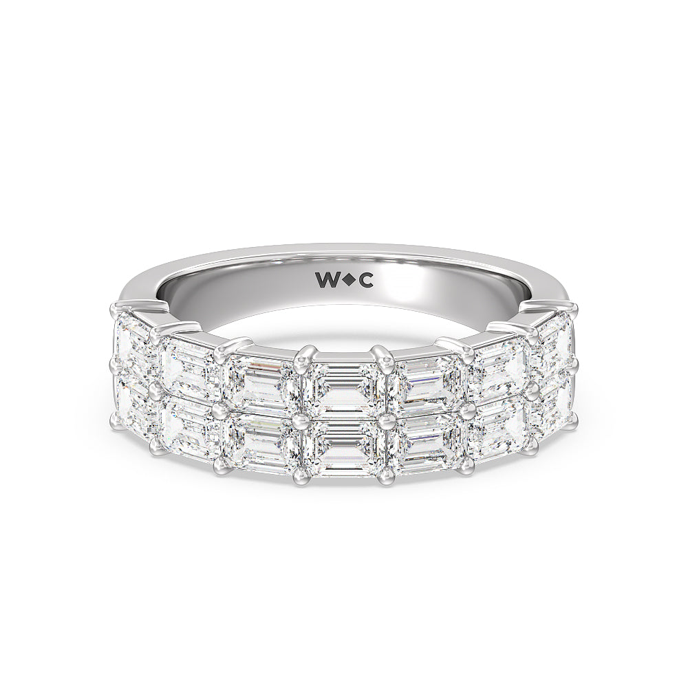 Two Row Emerald East-West Anniversary Ring – With Clarity