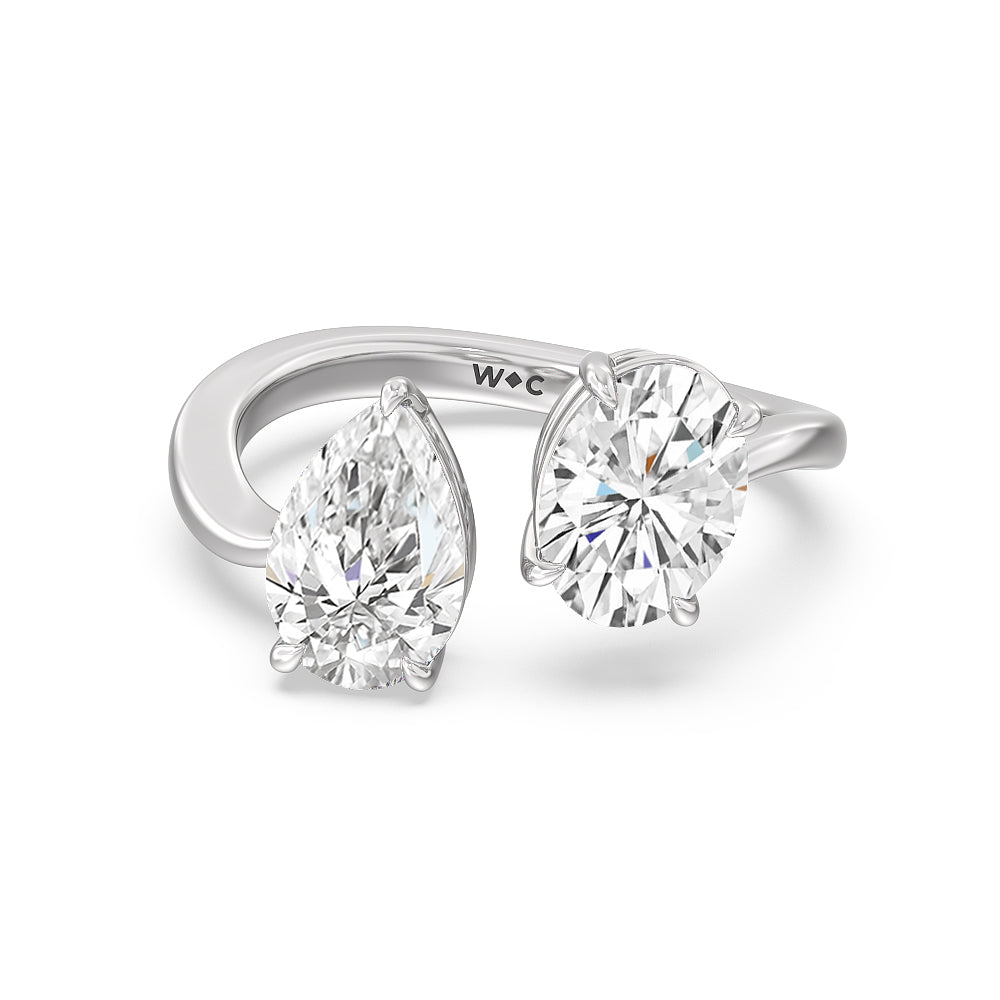Curved Toi Et Moi 3 CTTW Multi-Shape Lab Grown Diamond Engagement Ring ...
